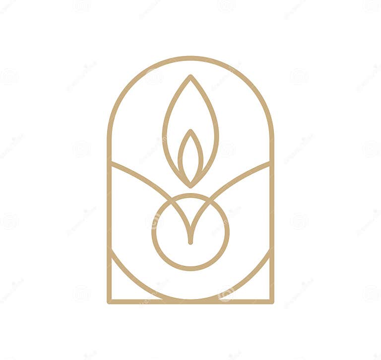 Line Vector Candle Art Logo Design Elegant Spa Icon. Soothing Light ...
