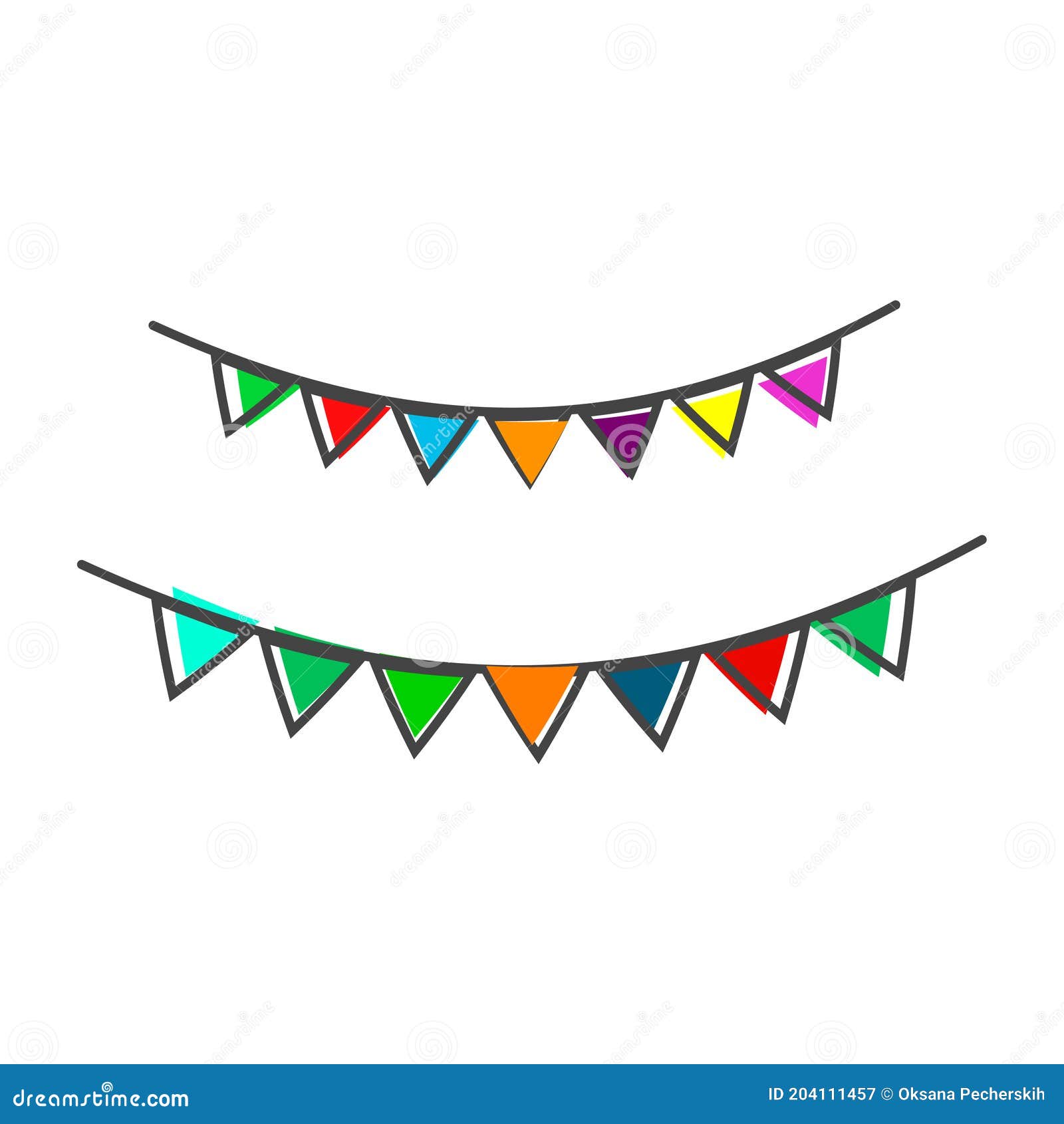 Vector Image of Festive Multi-colored Flags Cartoon Style on White ...