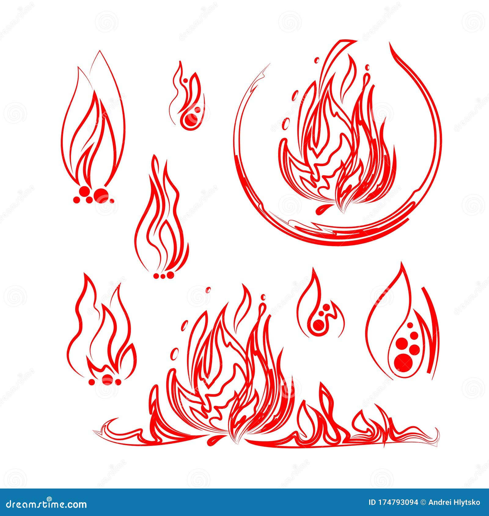 Vector Image of Fire Symbols Stock Vector - Illustration of decoration ...