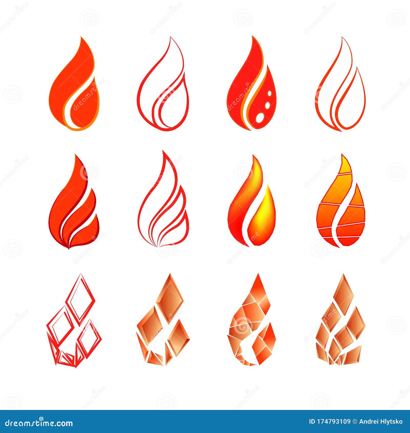 Vector Image of Fire Symbols Stock Vector - Illustration of flaming ...