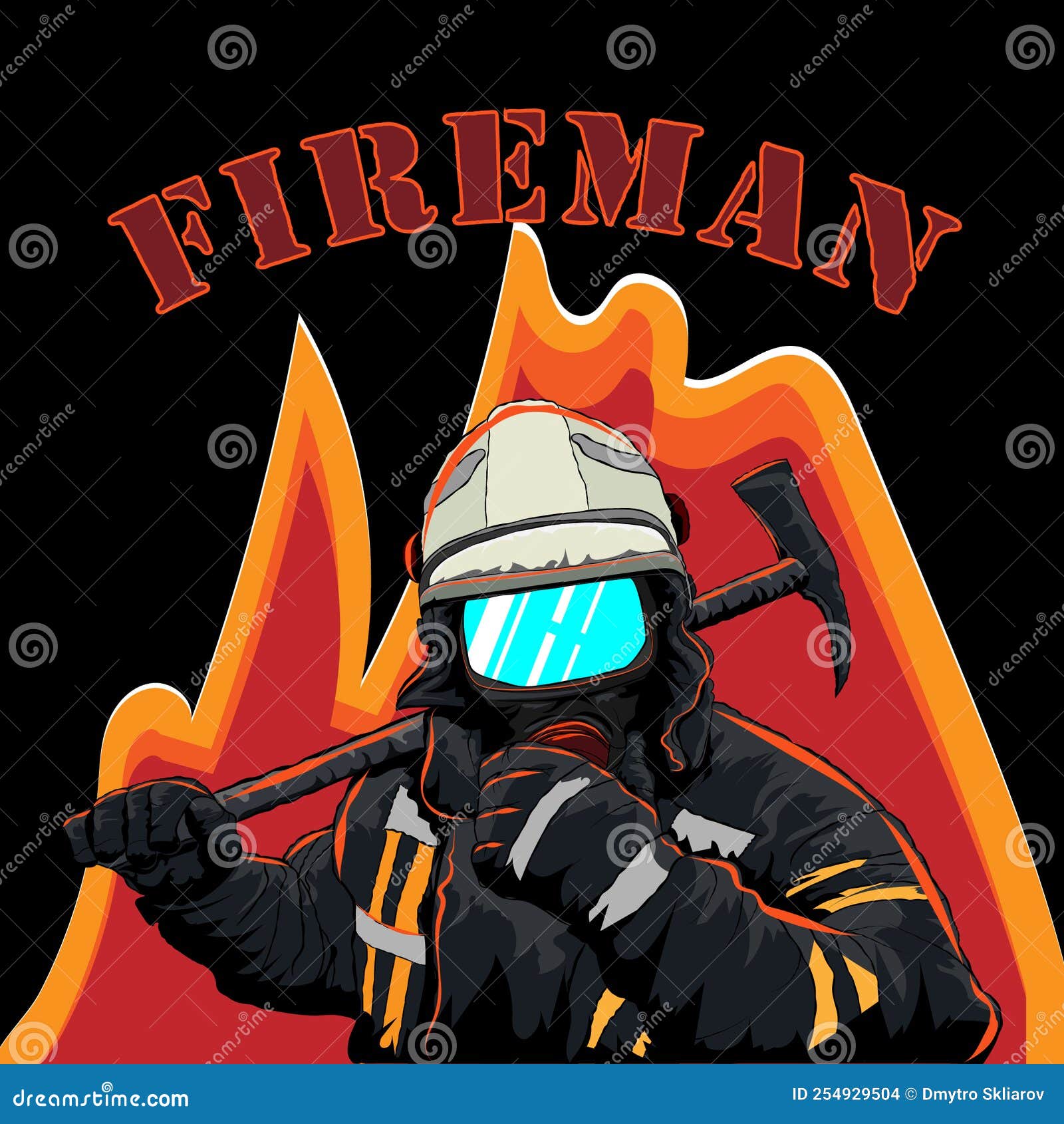Vector image Fireman stock vector. Illustration of service - 254929504