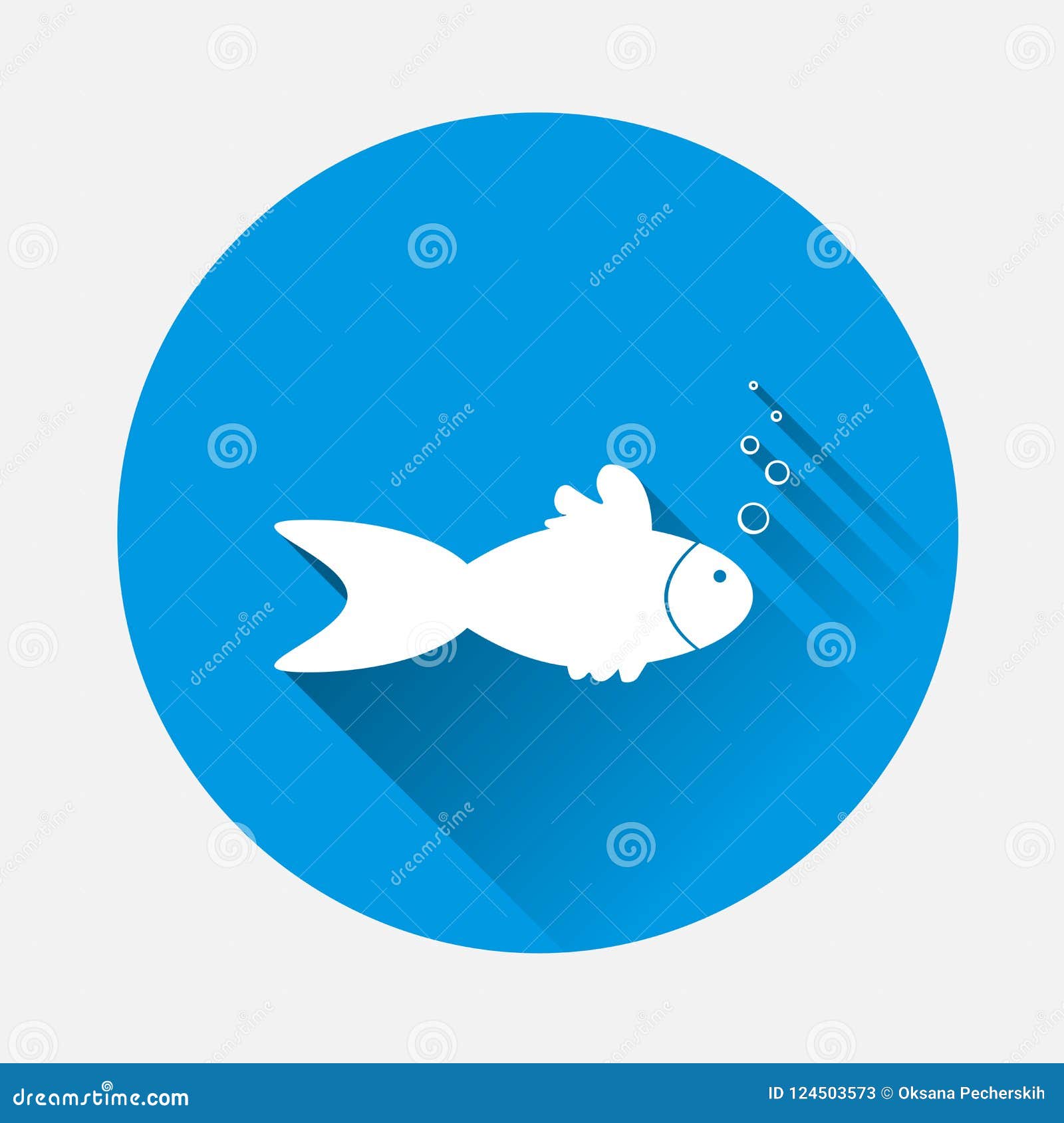 Vector Image of Fish and Bubbles on Blue Background. Flat Image Stock ...