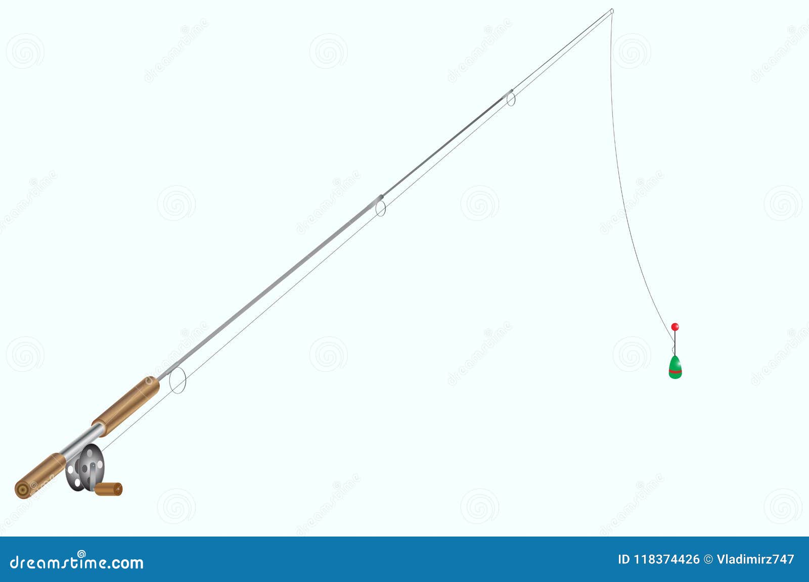 Vector Image of Fishing Rod with Fishing Line and Float. Stock Vector ...