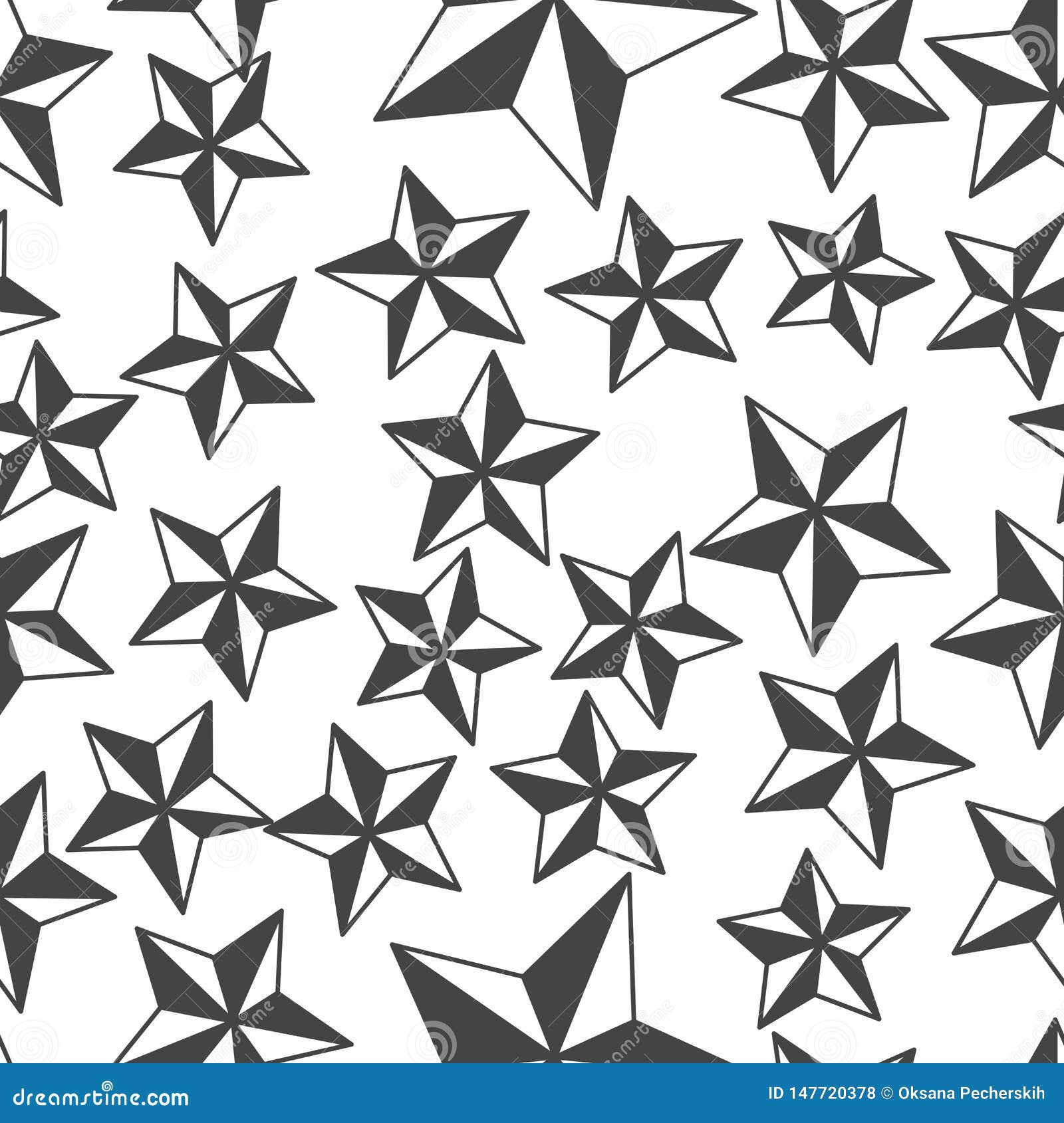 Vector Image Five-pointed Star. Star Seamless Pattern on a White ...