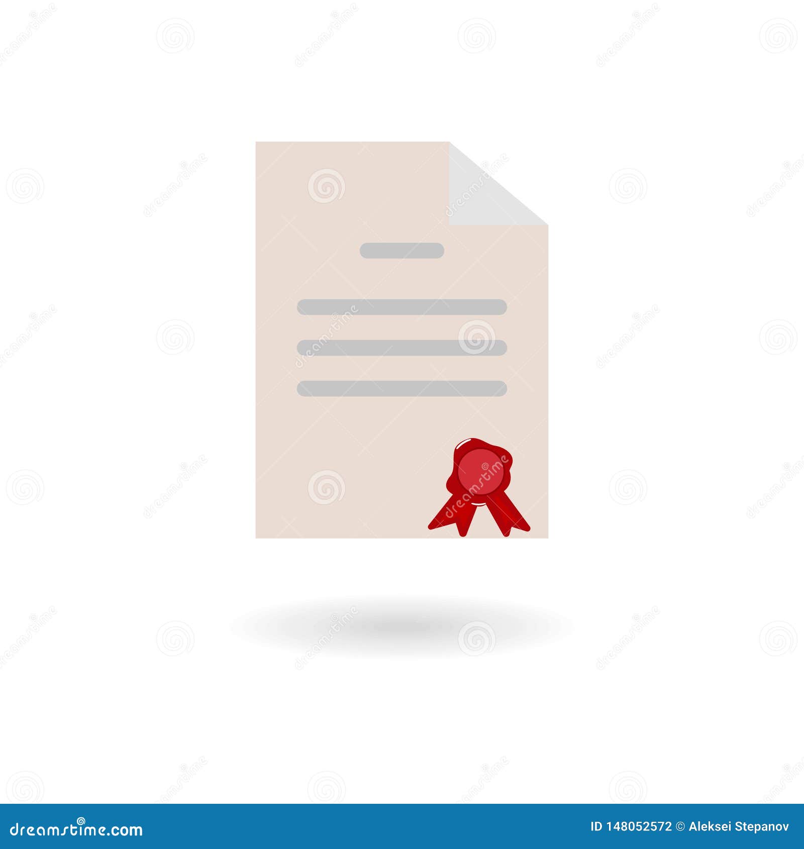 Vector Image of Flat Certificate with Red Stamp Icon with Shadow Stock ...
