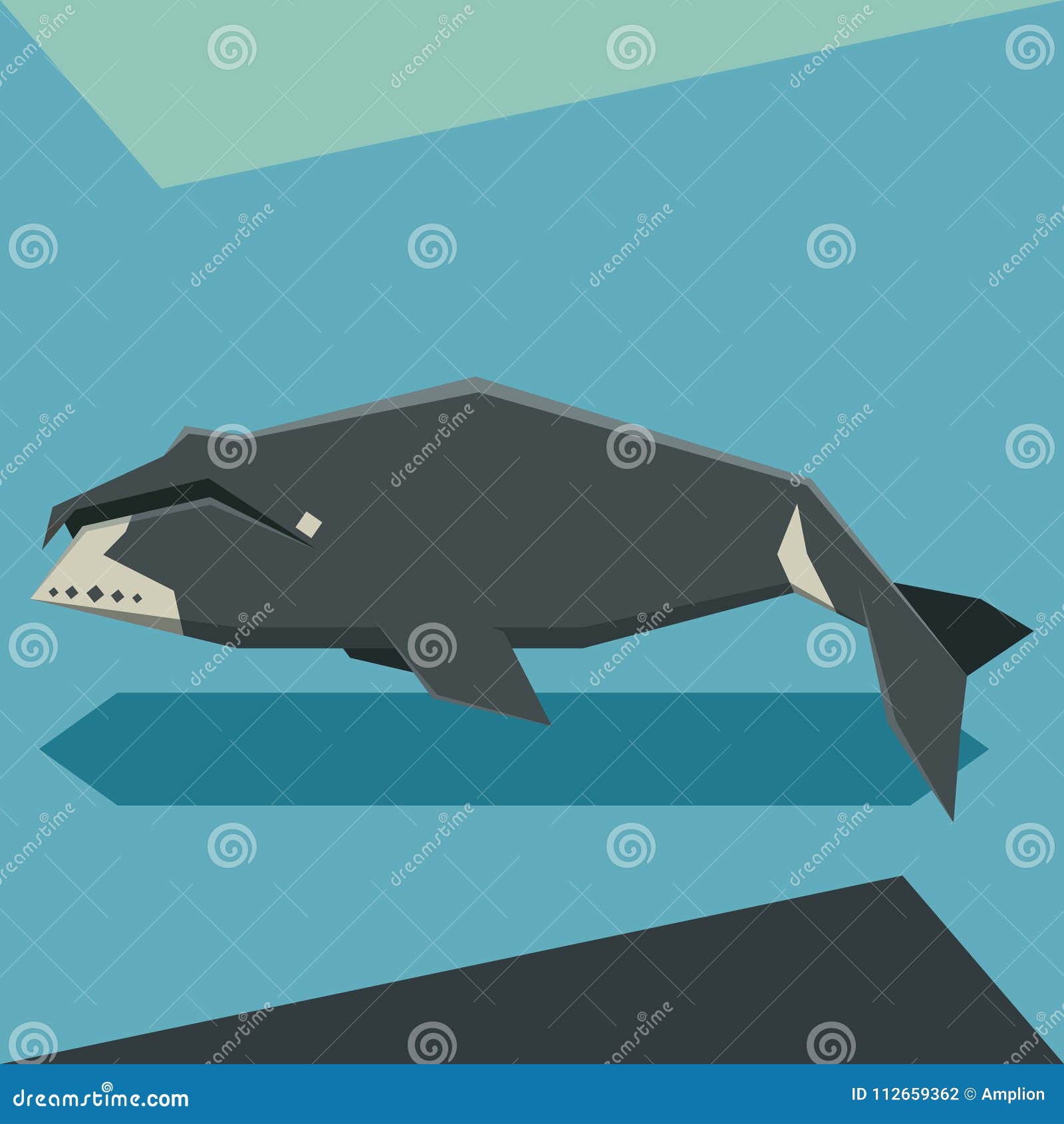 Bowhead Whale Isolated On White Background. Cartoon Character Of Ocean ...