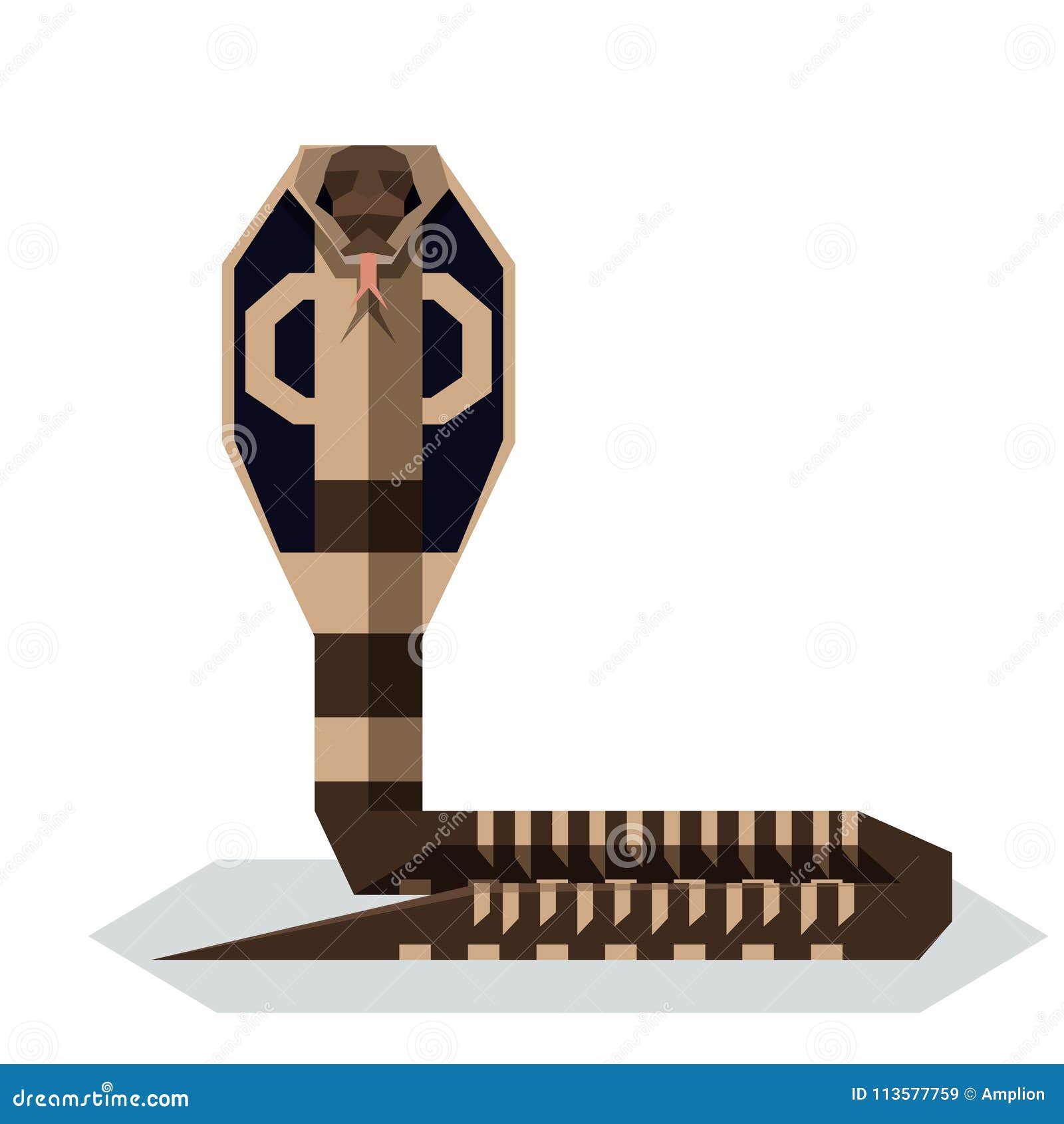 Flat geometric King Cobra stock vector. Illustration of fang - 113577759
