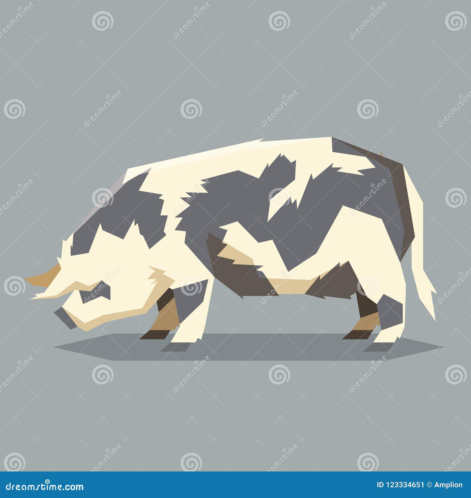 Flat Geometric Kunekune Pig Stock Vector - Illustration of ginger ...