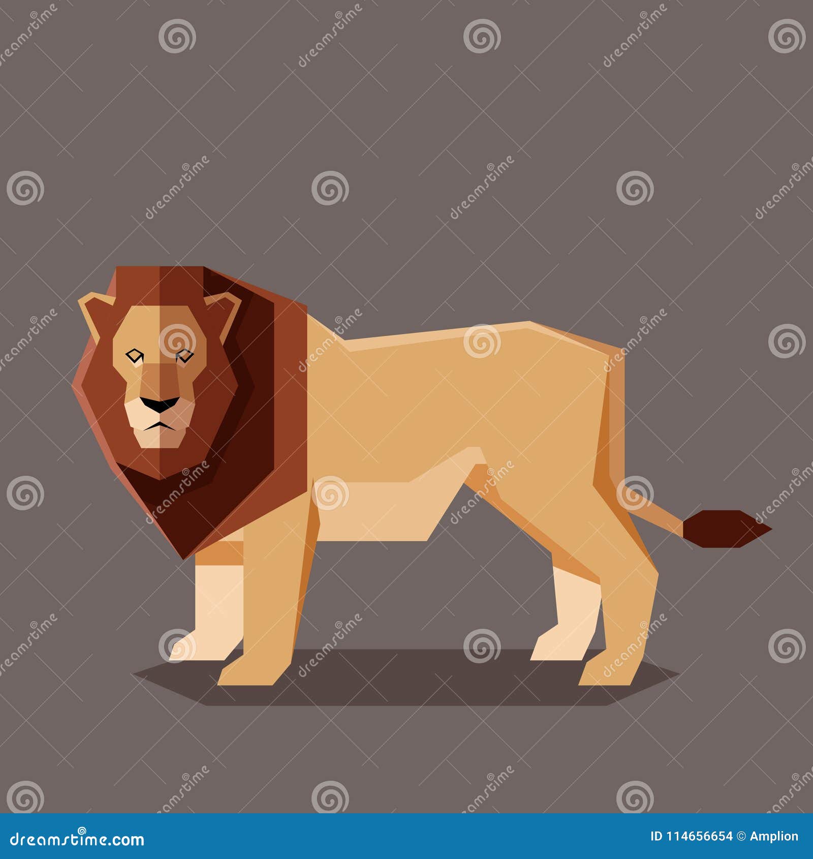 Flat geometric Lion stock vector. Illustration of design - 114656654