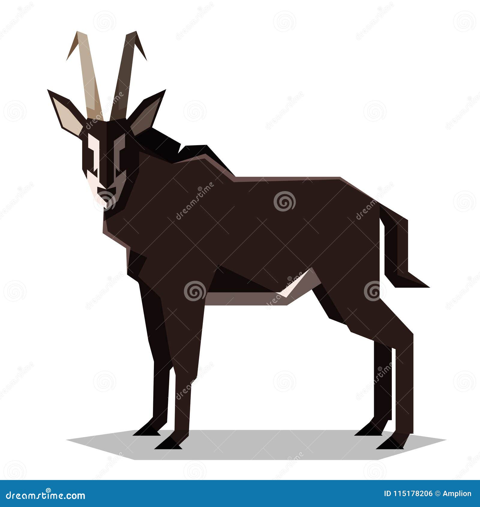 Flat Geometric Sable Antelope Stock Vector - Illustration of geometric ...