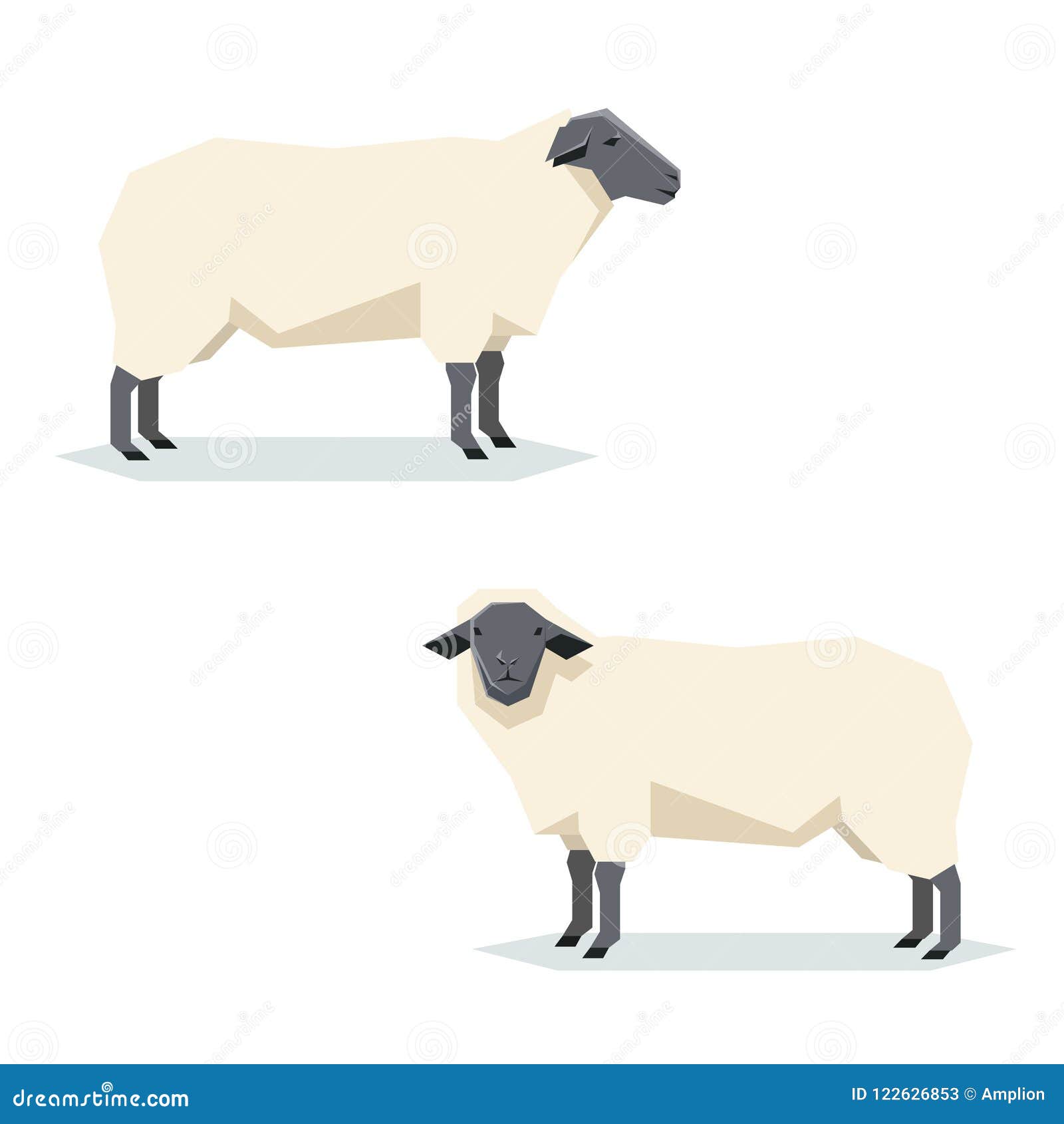 Flat Geometric Suffolk Sheep Stock Vector - Illustration of ...