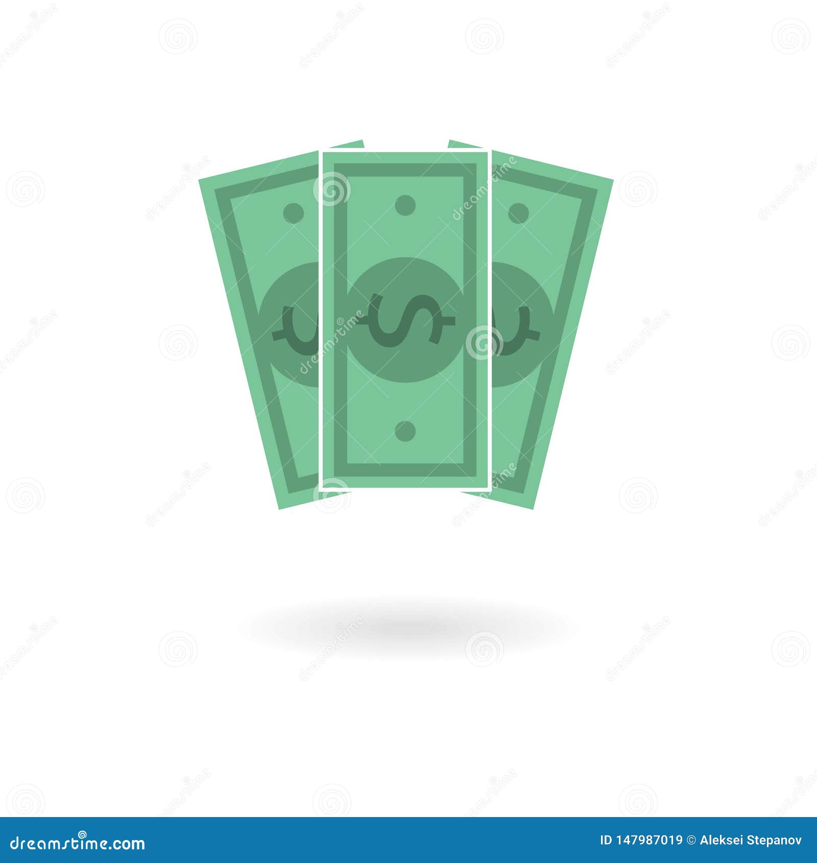 Vector Image of Flat Icon of Three Dollar Bills Stock Illustration ...