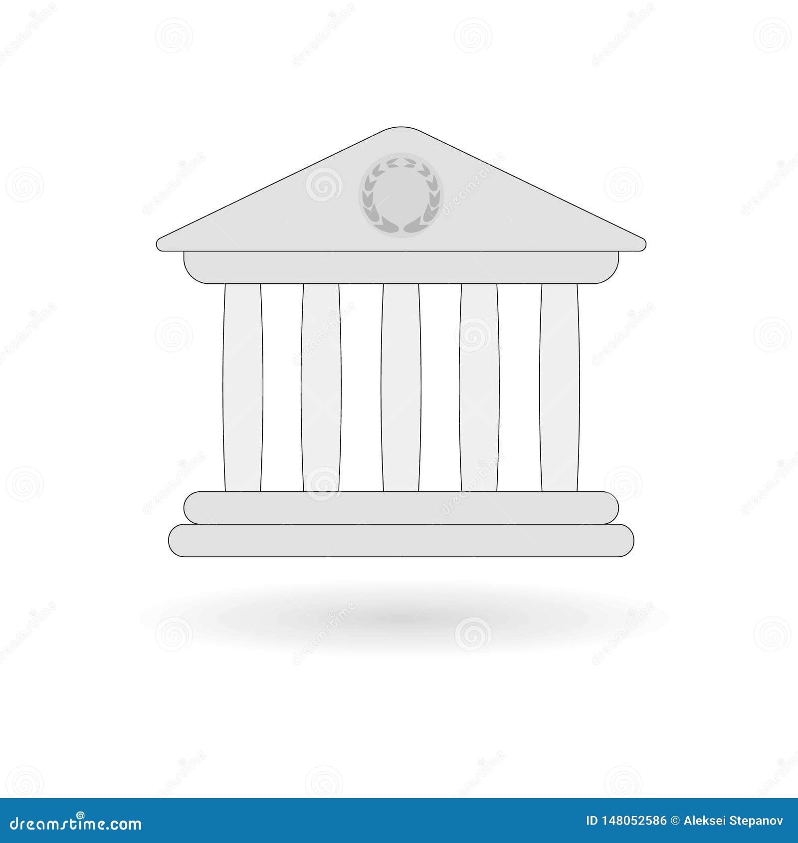 Vector Image of Flat White Law House with Columns Icon with Shadow ...