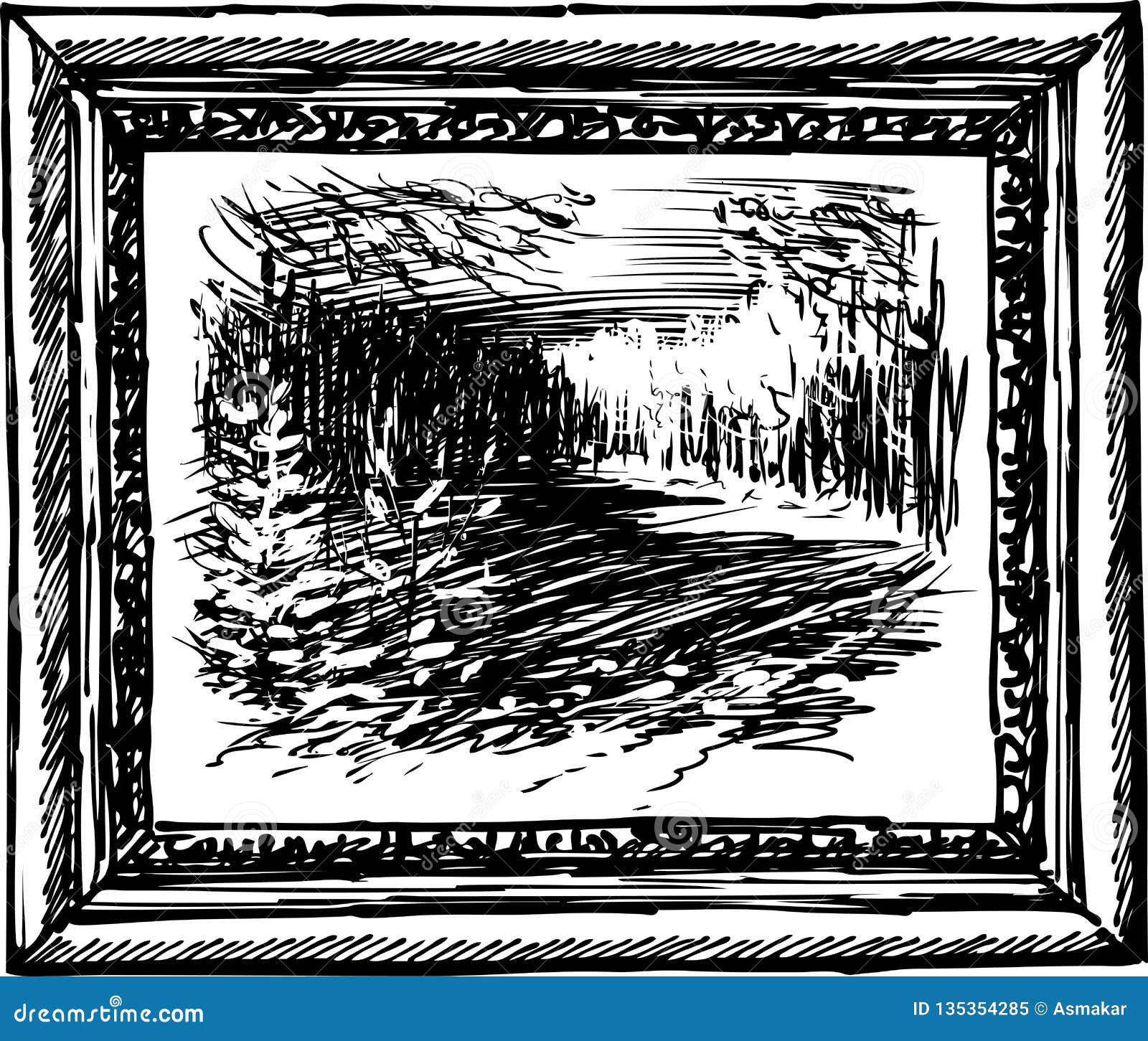 Vector Image of a Forest Landscape in a Frame Stock Vector ...