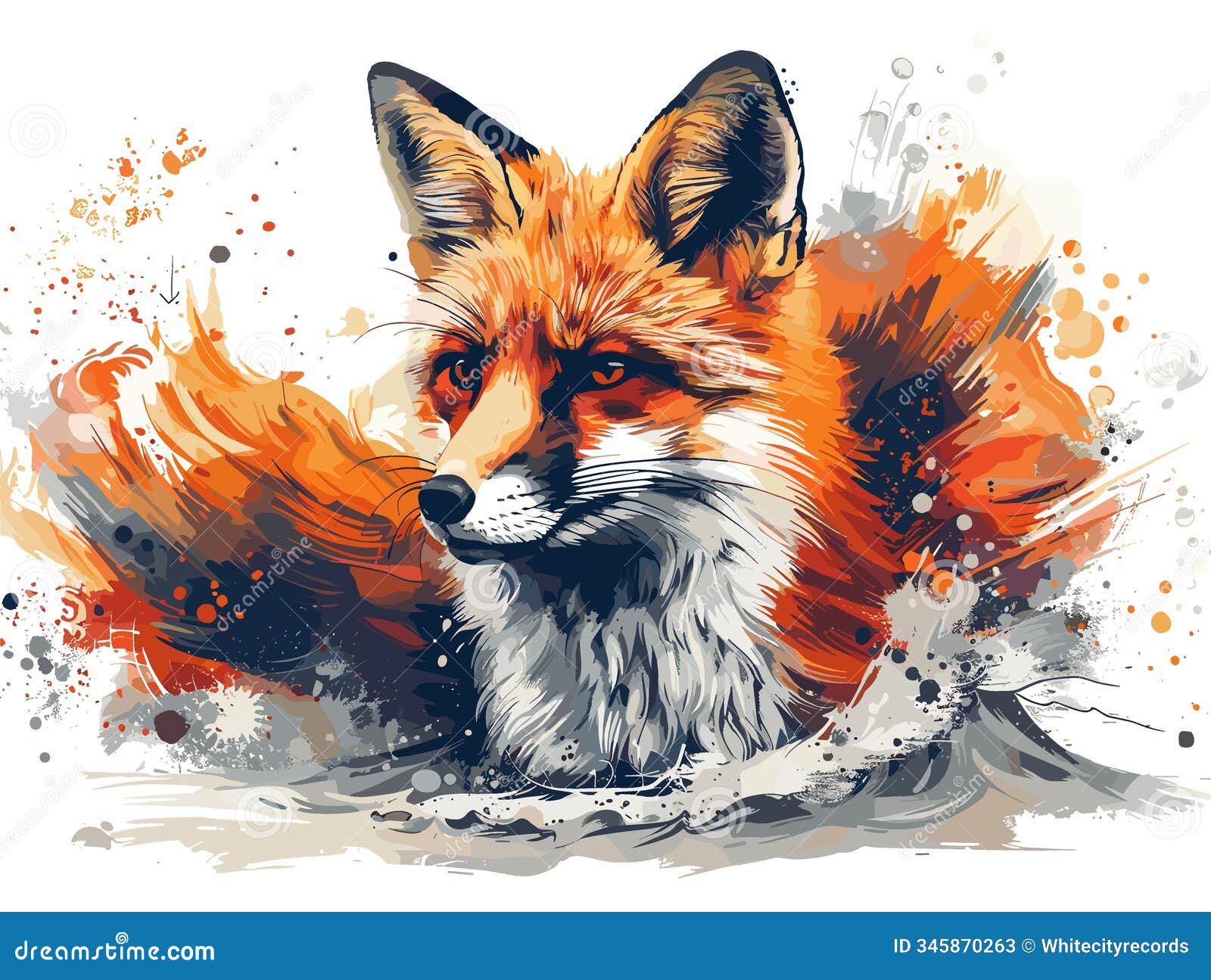 Vector Image of a Fox on a Grunge Background with Splashes Stock Vector ...