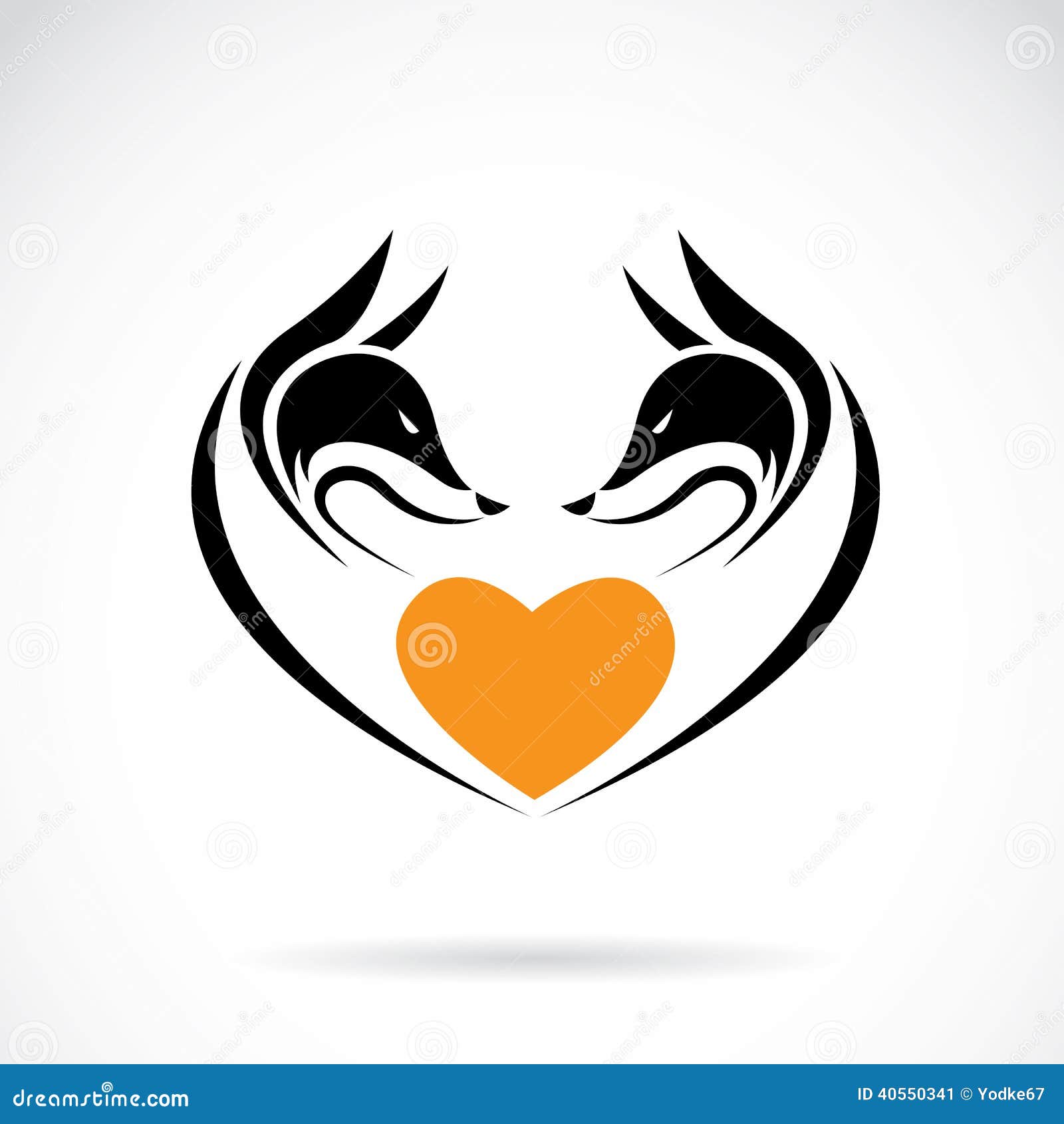 Vector Image of Fox and Heart Stock Vector - Illustration of pink ...