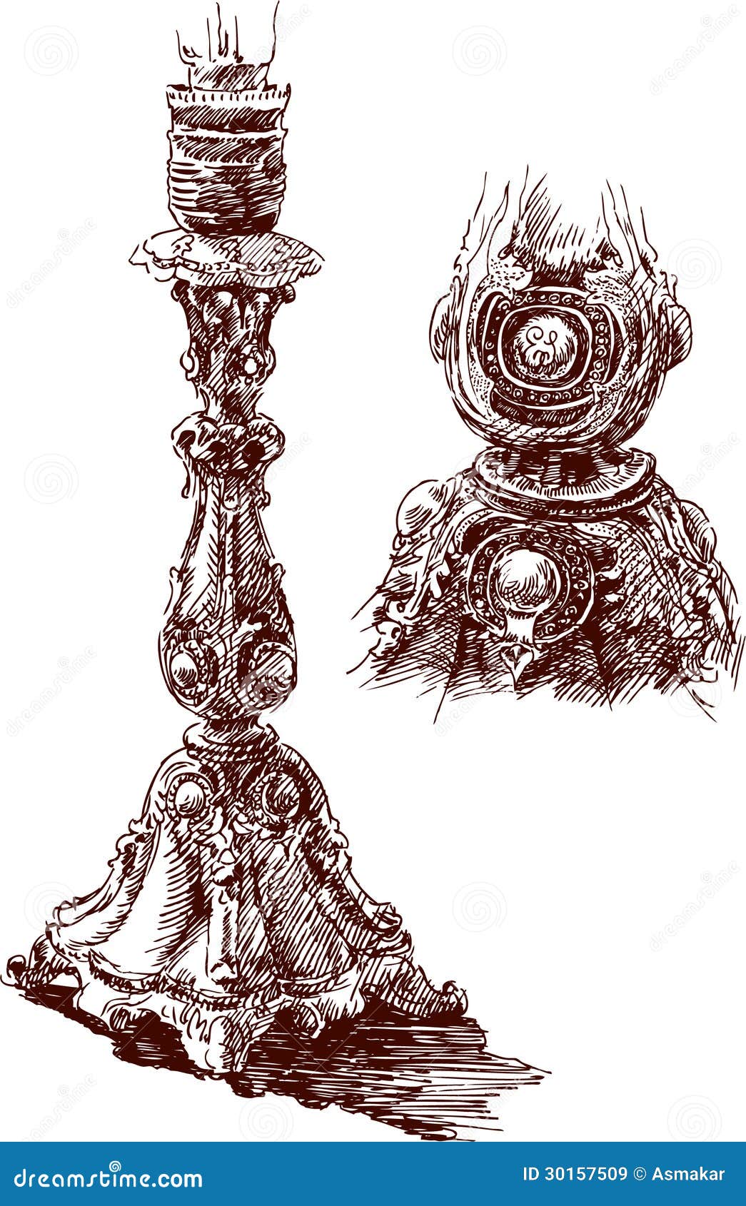 Fragment of an Antique Lamp Stock Image - Image of drawn, fashioned ...