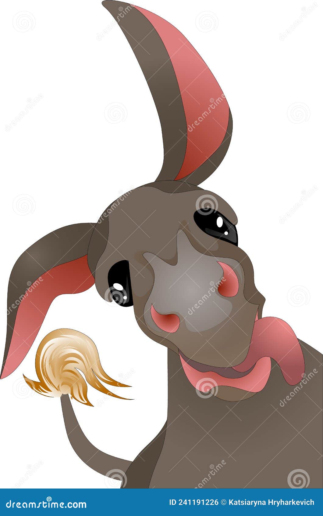 Vector Image of a Funny Donkey in a Playful Mood Located on a Diagonal ...