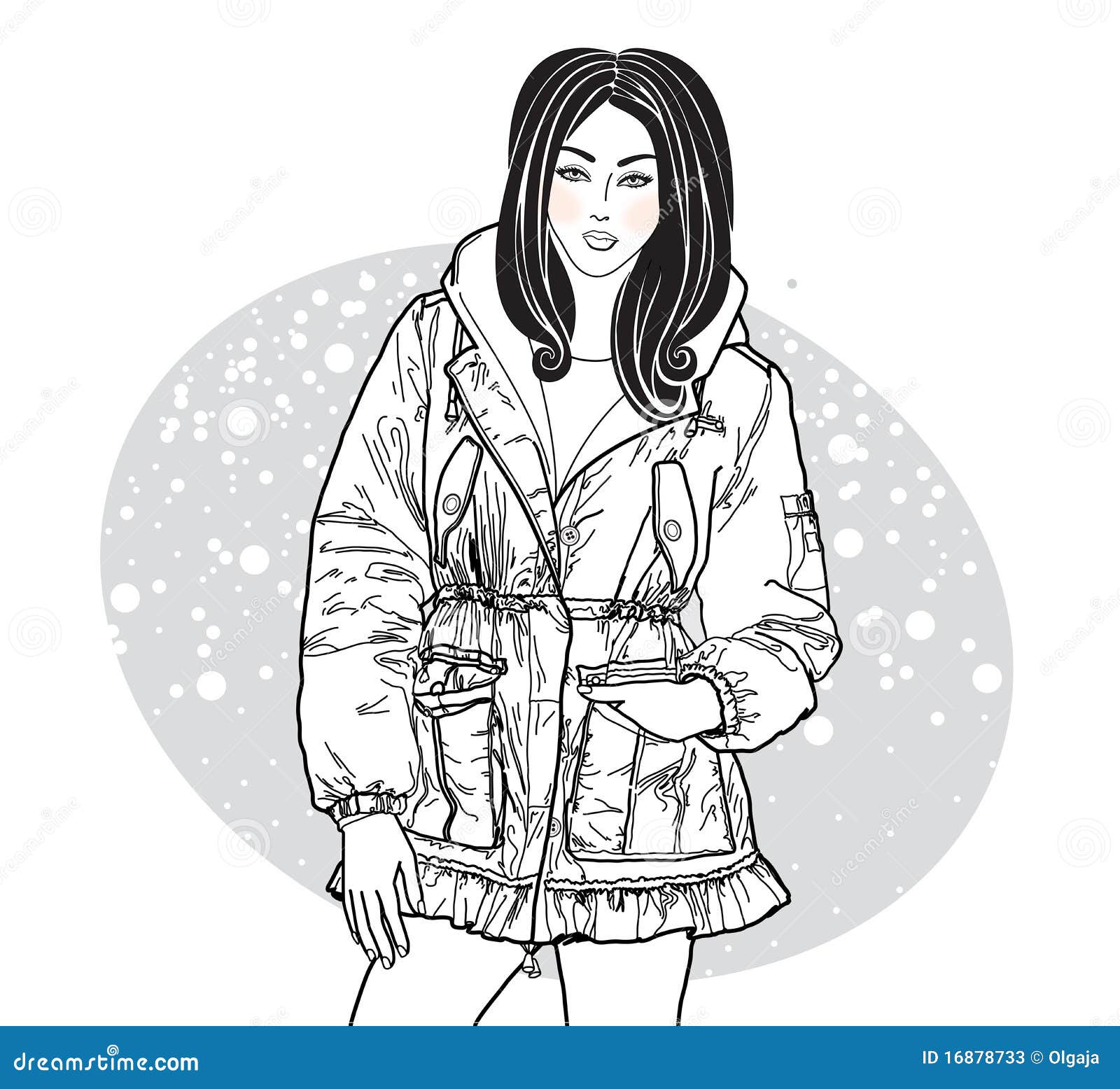Vector Image of Girl in Winter Jacket Stock Illustration - Illustration ...