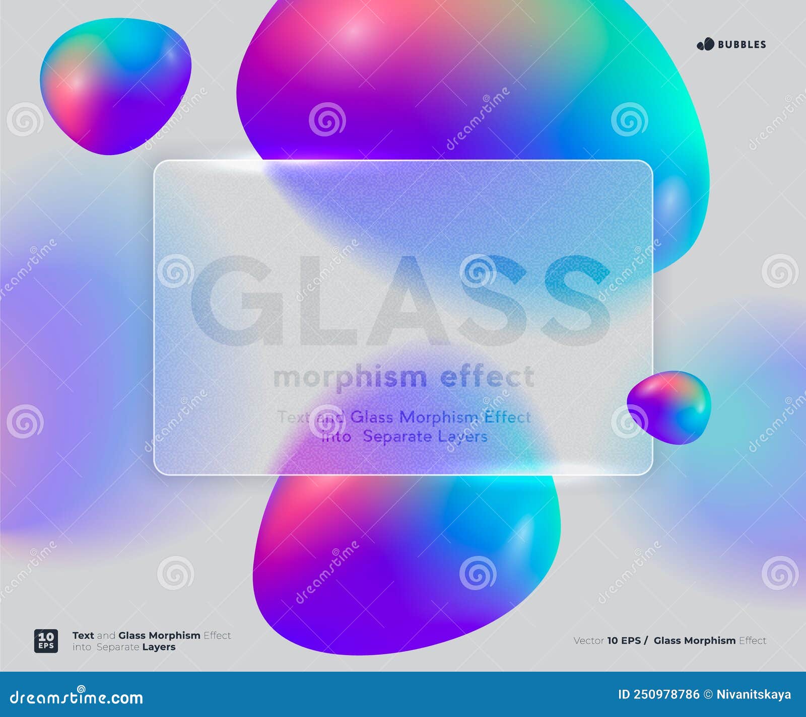 Vector Image in the Glass Morphism Style. Translucent Rounded Rectangle ...