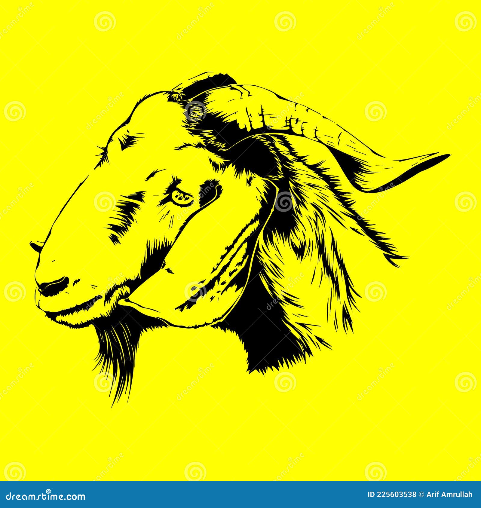 Goats Head On Watercolour Round Stains Vector Illustration ...