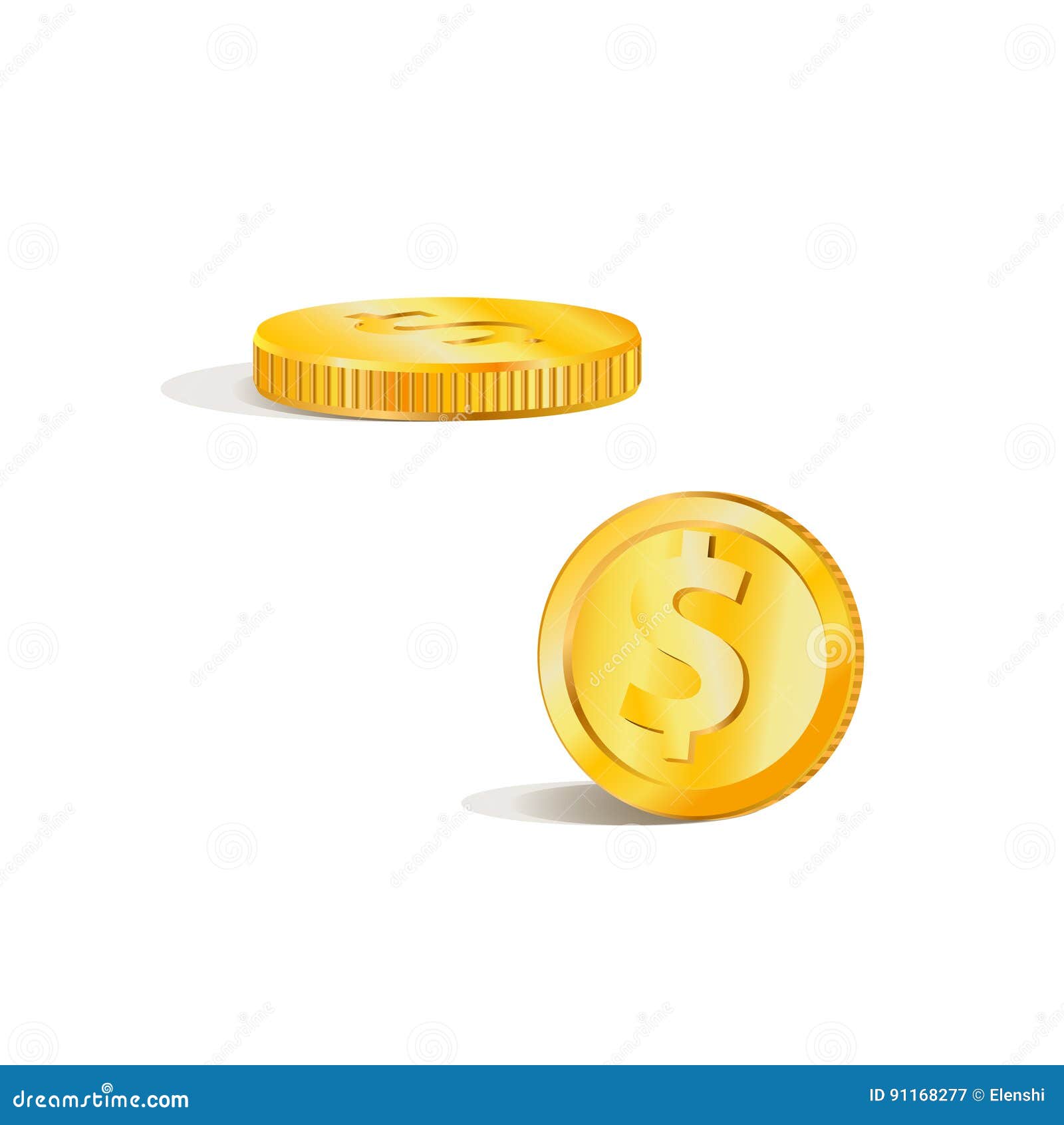 Vector Image of a Gold Coin. Yellow Color, Isolated Object Stock Vector ...