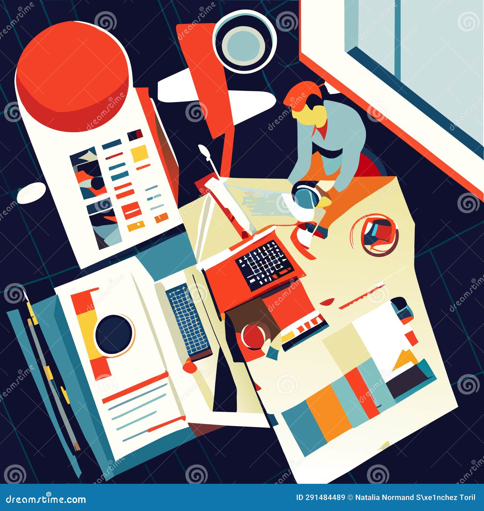 Vector Image of a Graphic Designers Working Table Stock Illustration ...