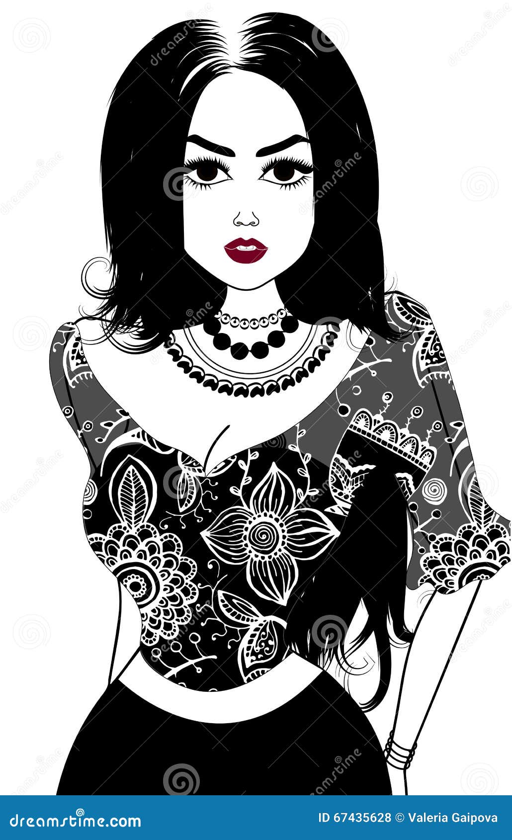 Vector image of gypsy. stock vector. Illustration of brunette - 67435628