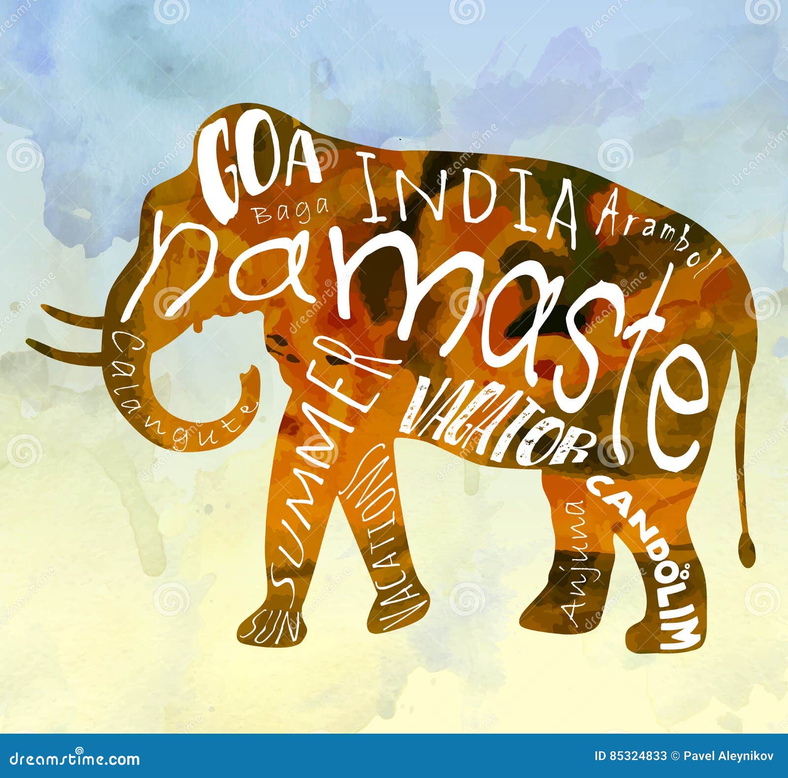 Vector Image Hand Drawn Elephant. Creative Lettering. Stock Vector ...