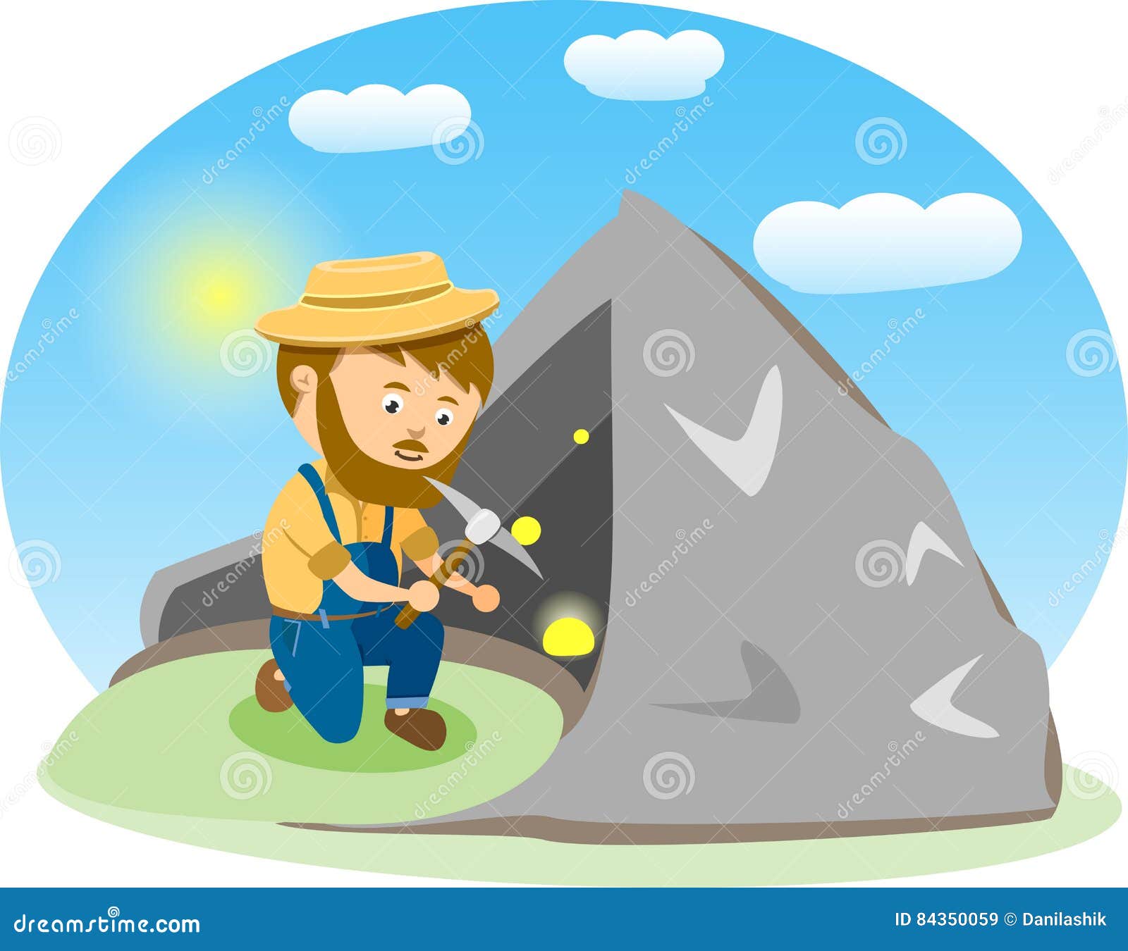 Cartoon Gold Digger With Pick Vector Illustration | CartoonDealer.com ...