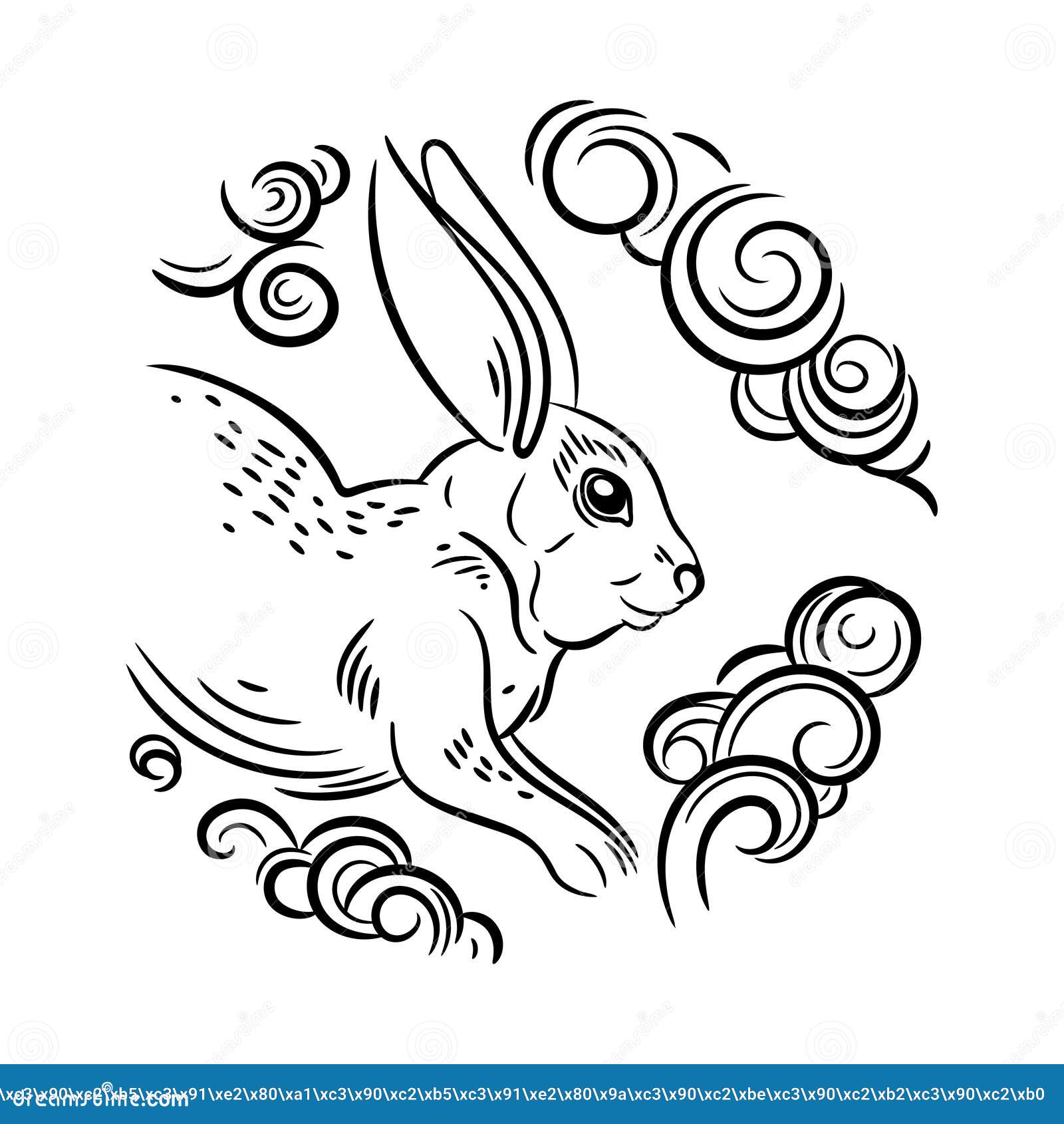 Vector Image of a Hare. Round Emblem. Year of the Rabbit Stock Vector ...