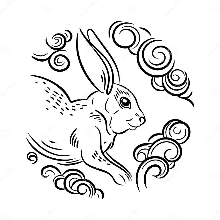 Vector Image of a Hare. Round Emblem. Year of the Rabbit Stock Vector ...