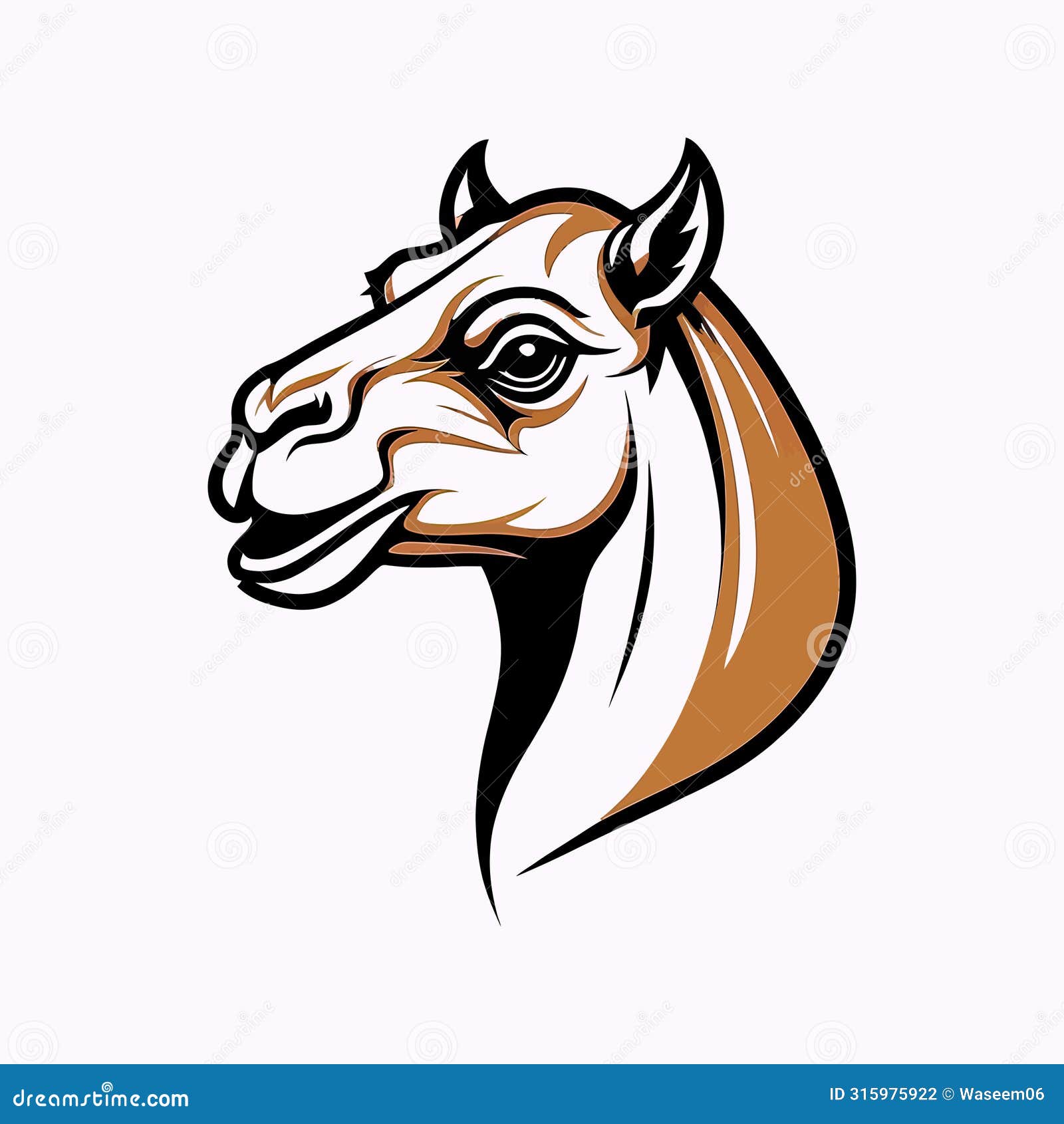 Vector Image of a Head of a Camel Stock Vector - Illustration of symbol ...