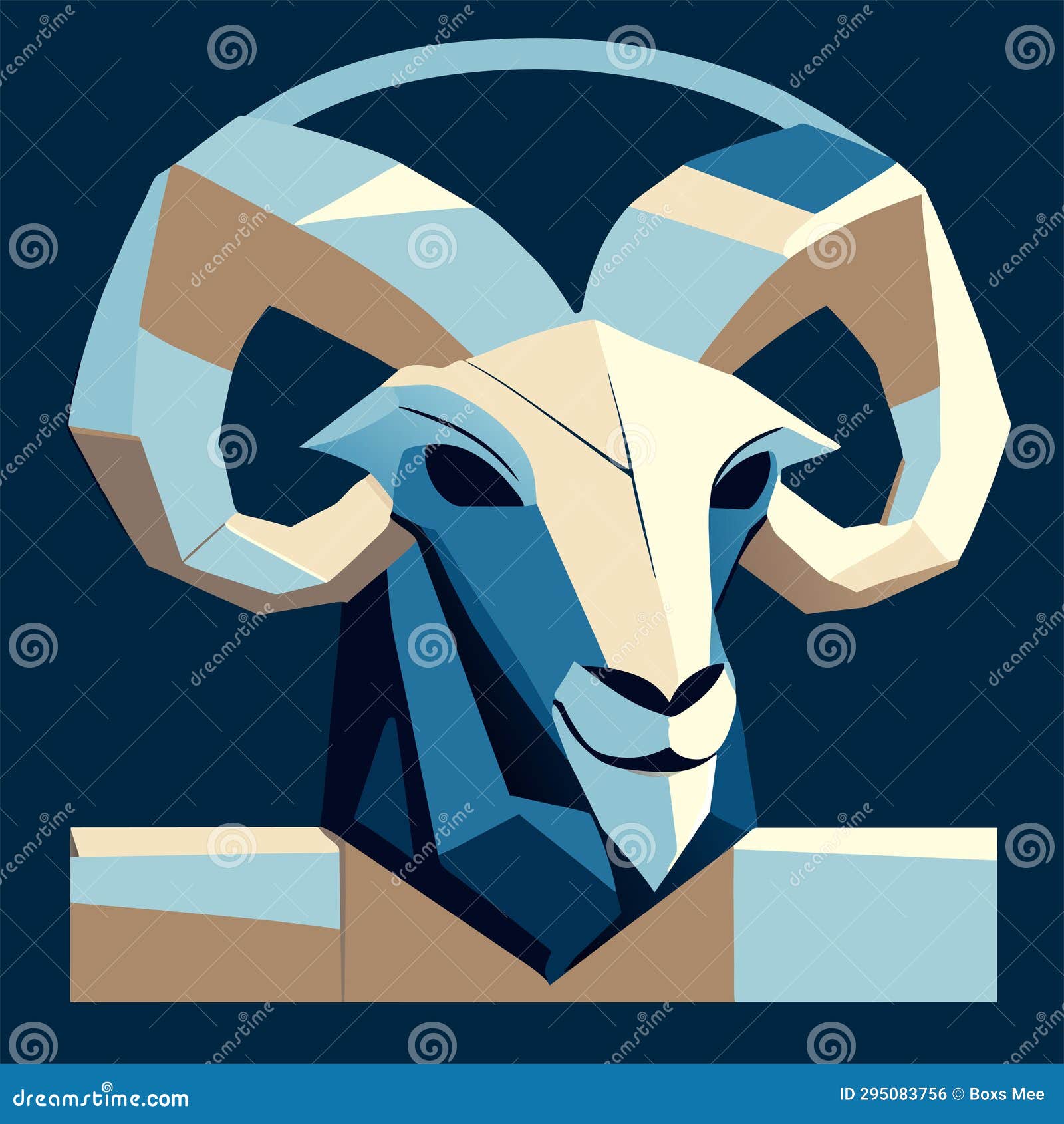Vector Image of a Head of a Ram on a Dark Blue Background Generative AI ...