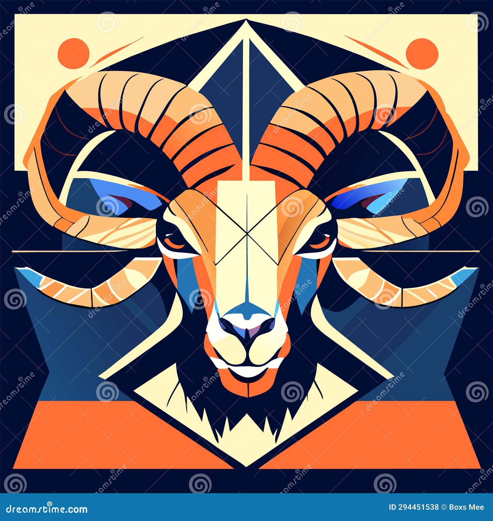 Vector Image of the Head of a Ram in a Geometric Style. AI Generated ...