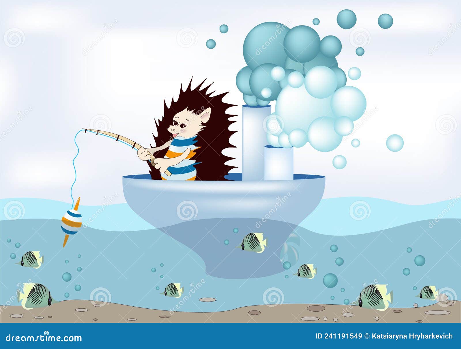 Vector Image of a Hedgehog Floating on a Boat. Series of Illustrations ...