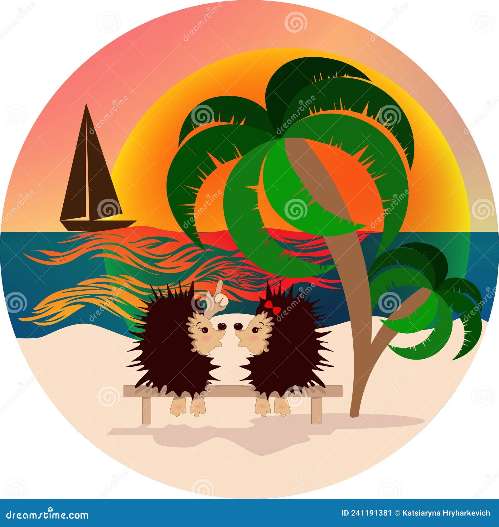Vector Image of Hedgehogs on the Sea. Cartoon Style Stock Vector ...