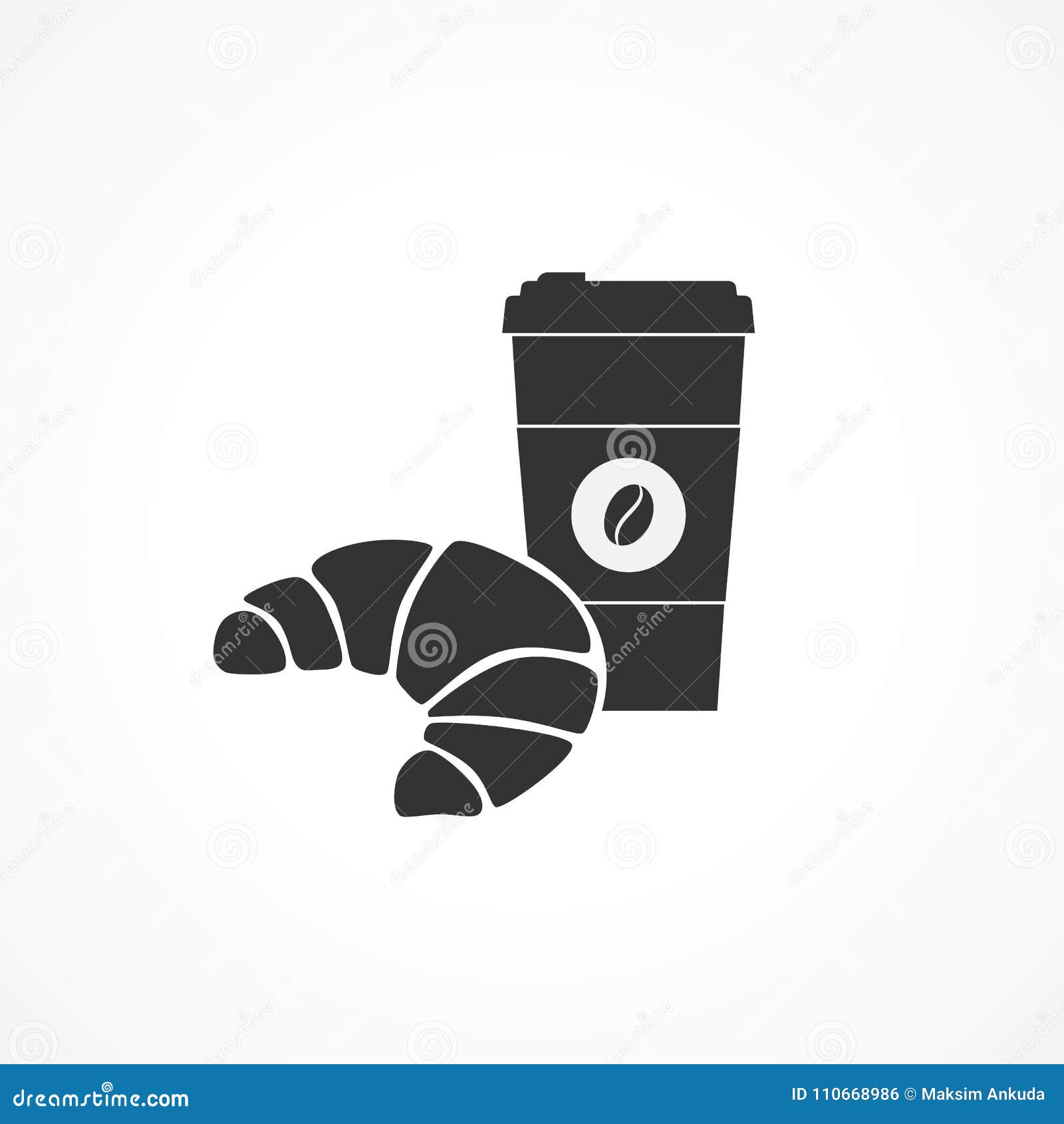 Vector Image Icon Coffee and Croissant. Stock Illustration ...