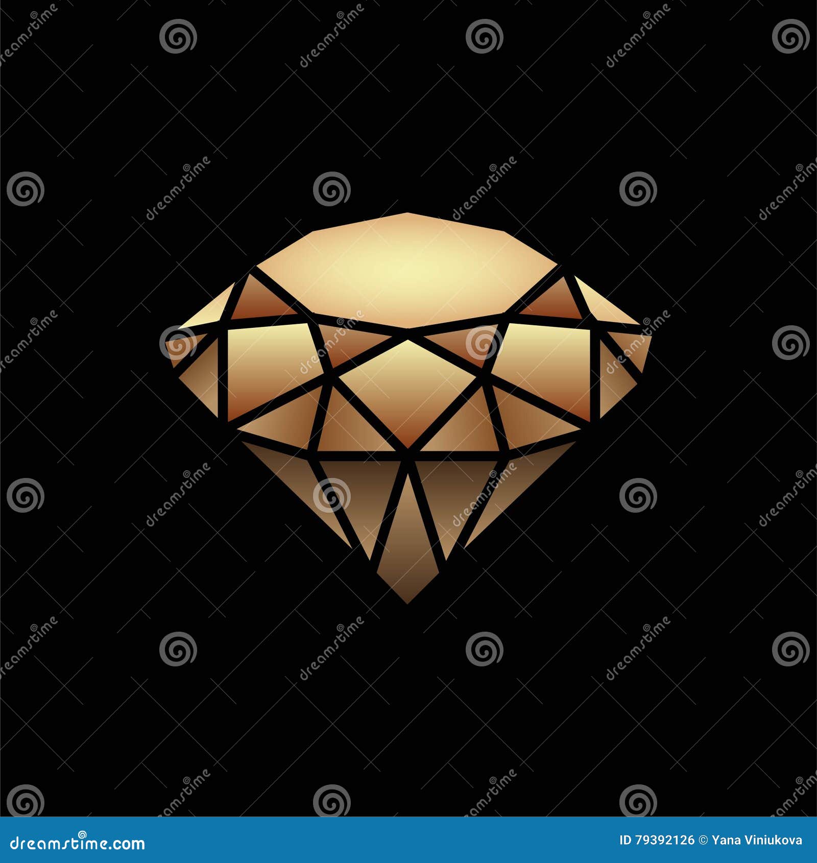 The Vector Image. Icon. the Golden Diamond. Isolated Crystal. Gold ...