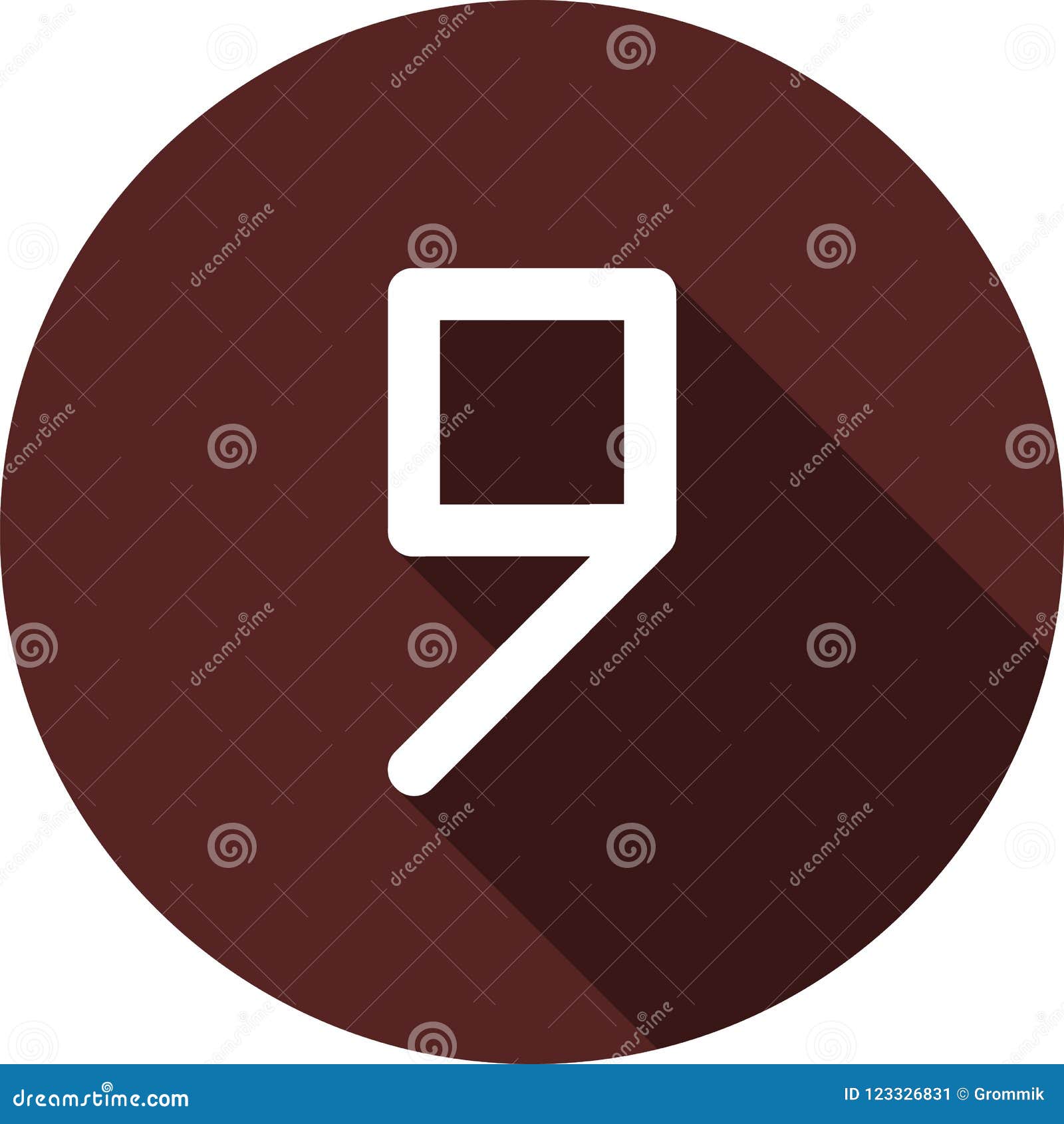 Icon with the Number Nine on a Circle of Maroon, Vector Image Stock ...
