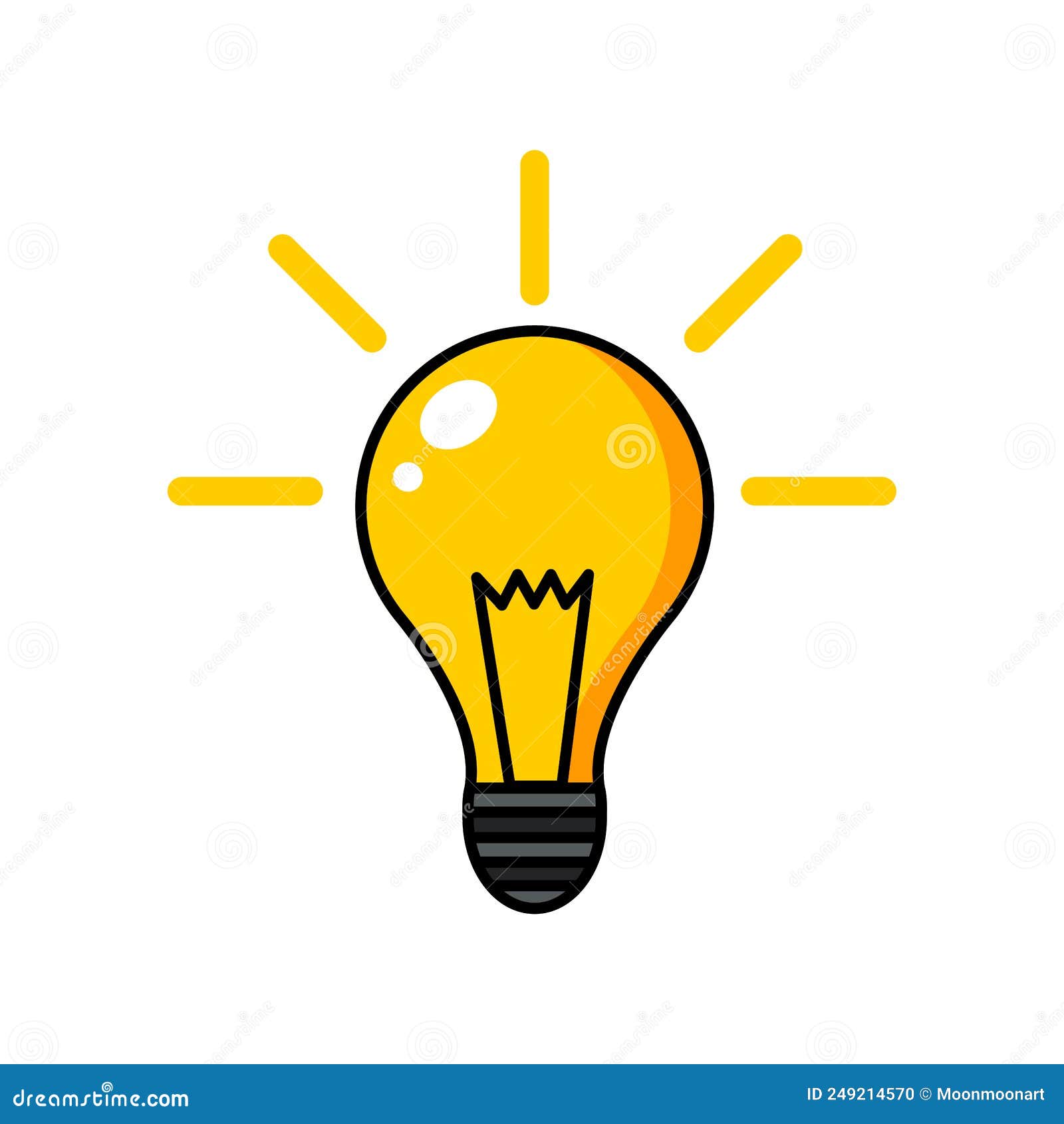 Vector Image, Icon of a Yellow Glowing Light Bulb. Stock Vector ...