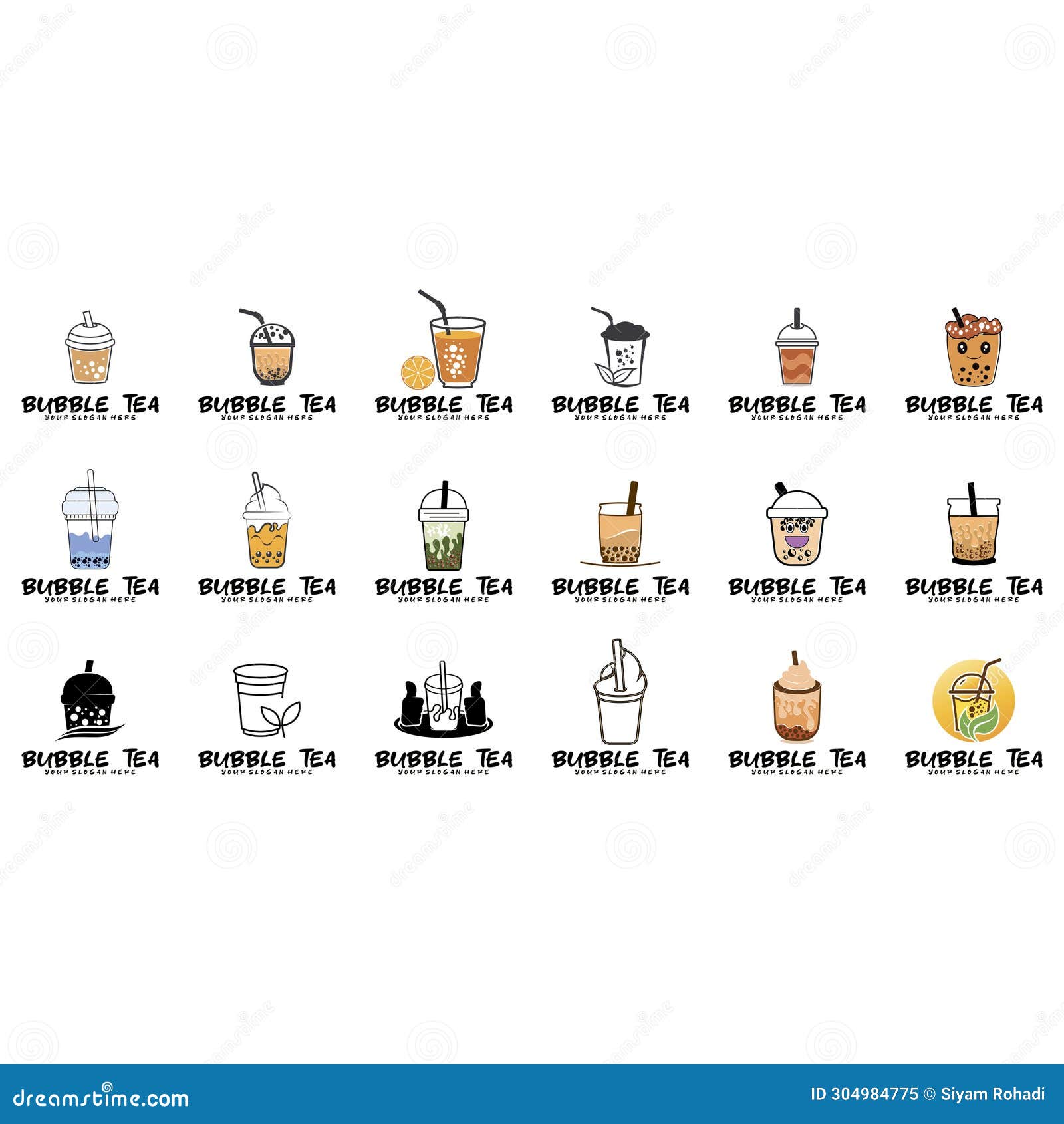 Collection of Bubble Tea Logos Stock Illustration - Illustration of ...