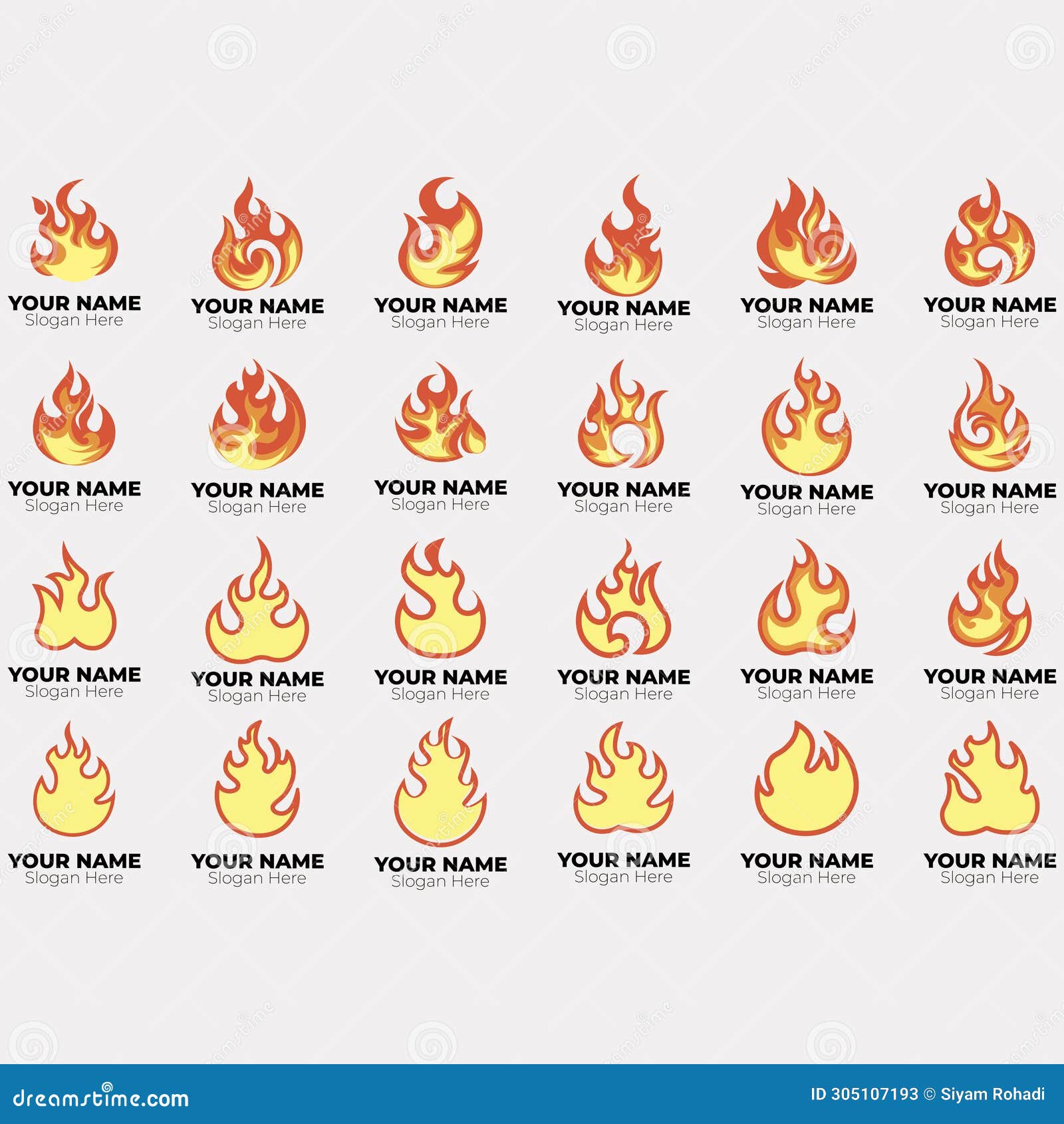 Collection of fire logos stock vector. Illustration of cartoon - 305107193