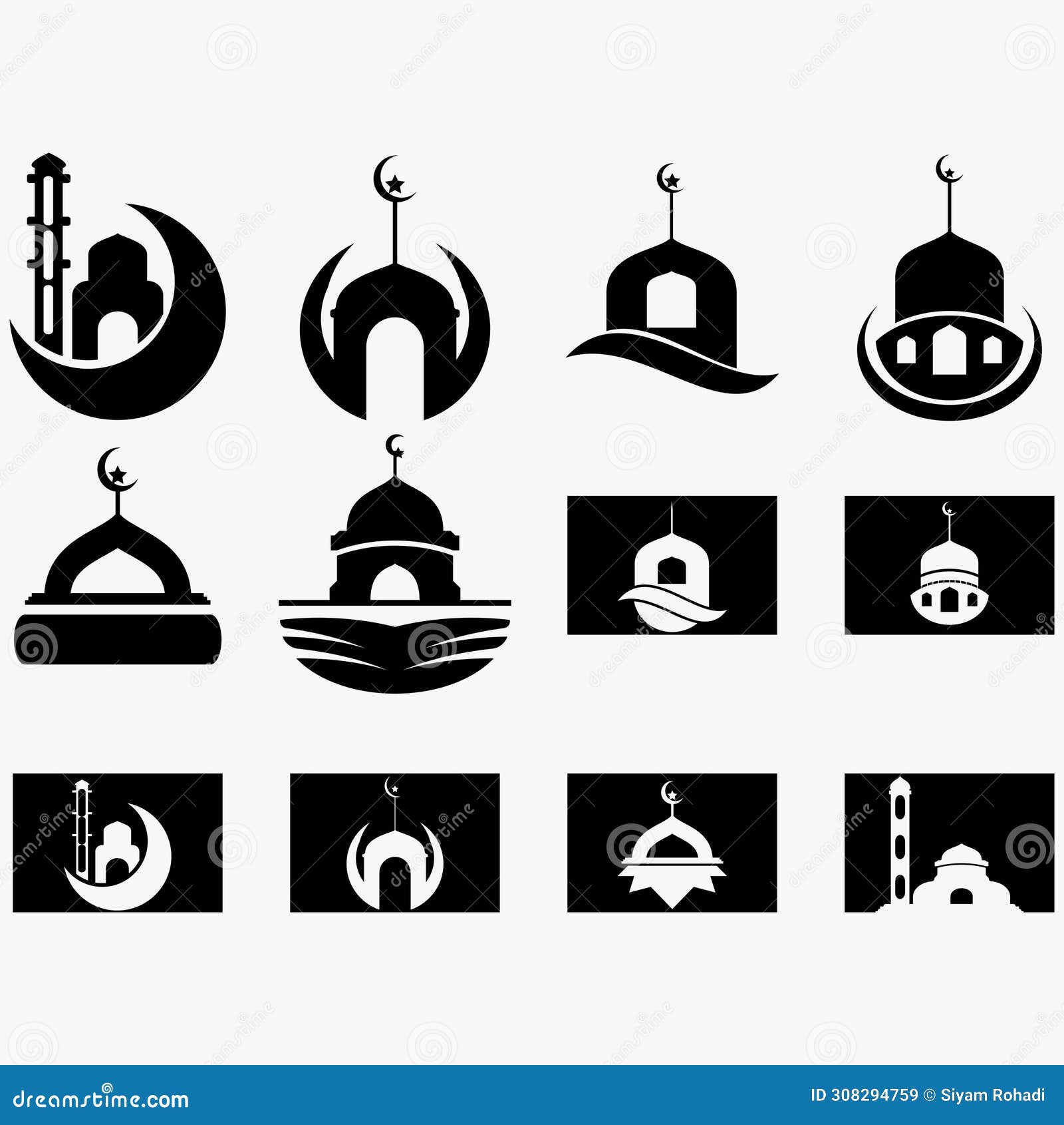 Collection of mosque logos stock vector. Illustration of ramadan ...