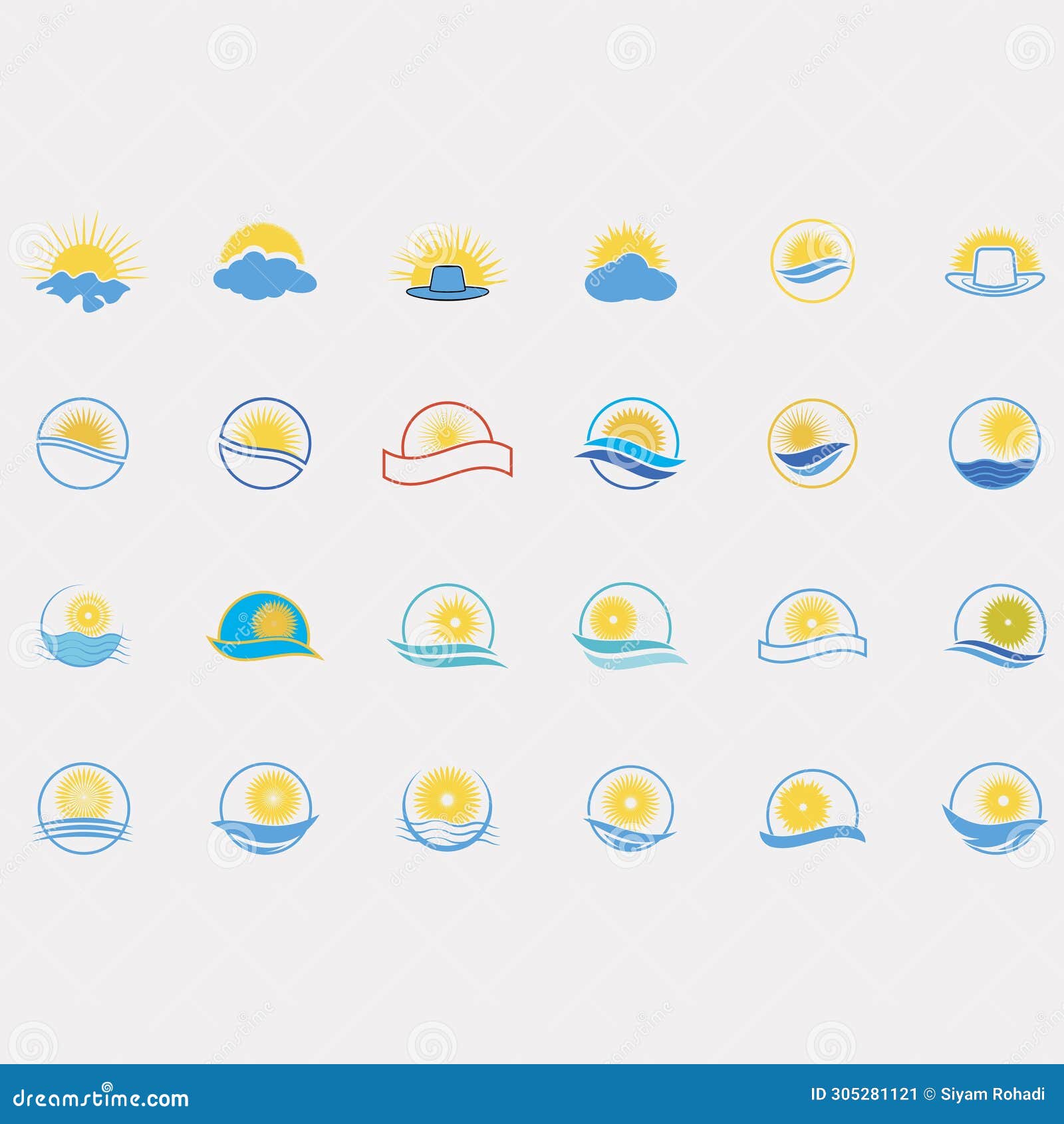 Collection of sun logos stock vector. Illustration of light - 305281121