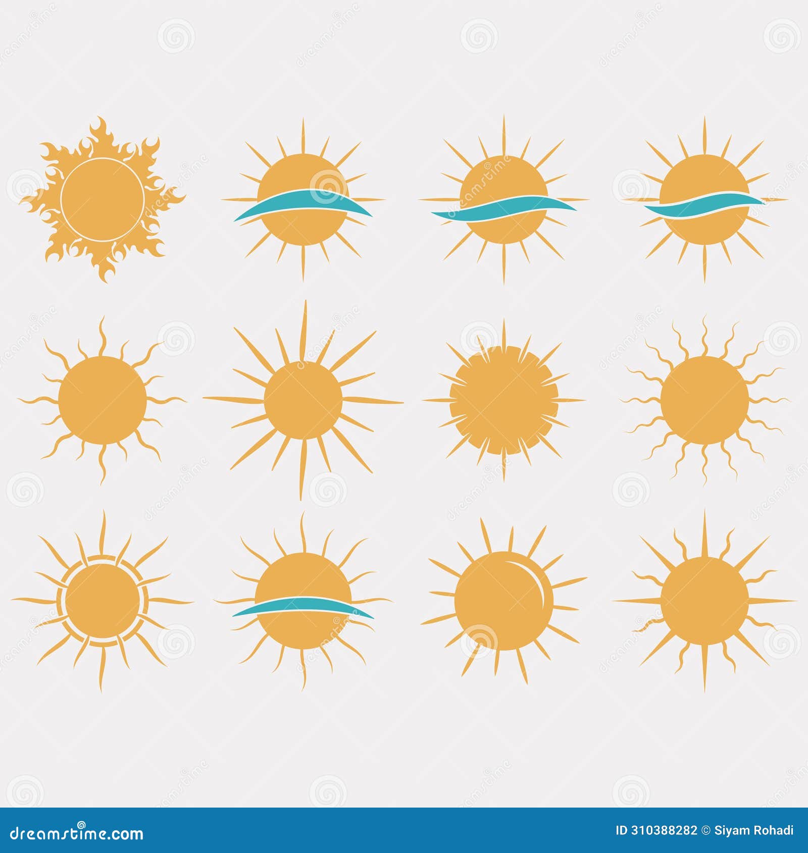 Collection of sun logos stock vector. Illustration of color - 310388282