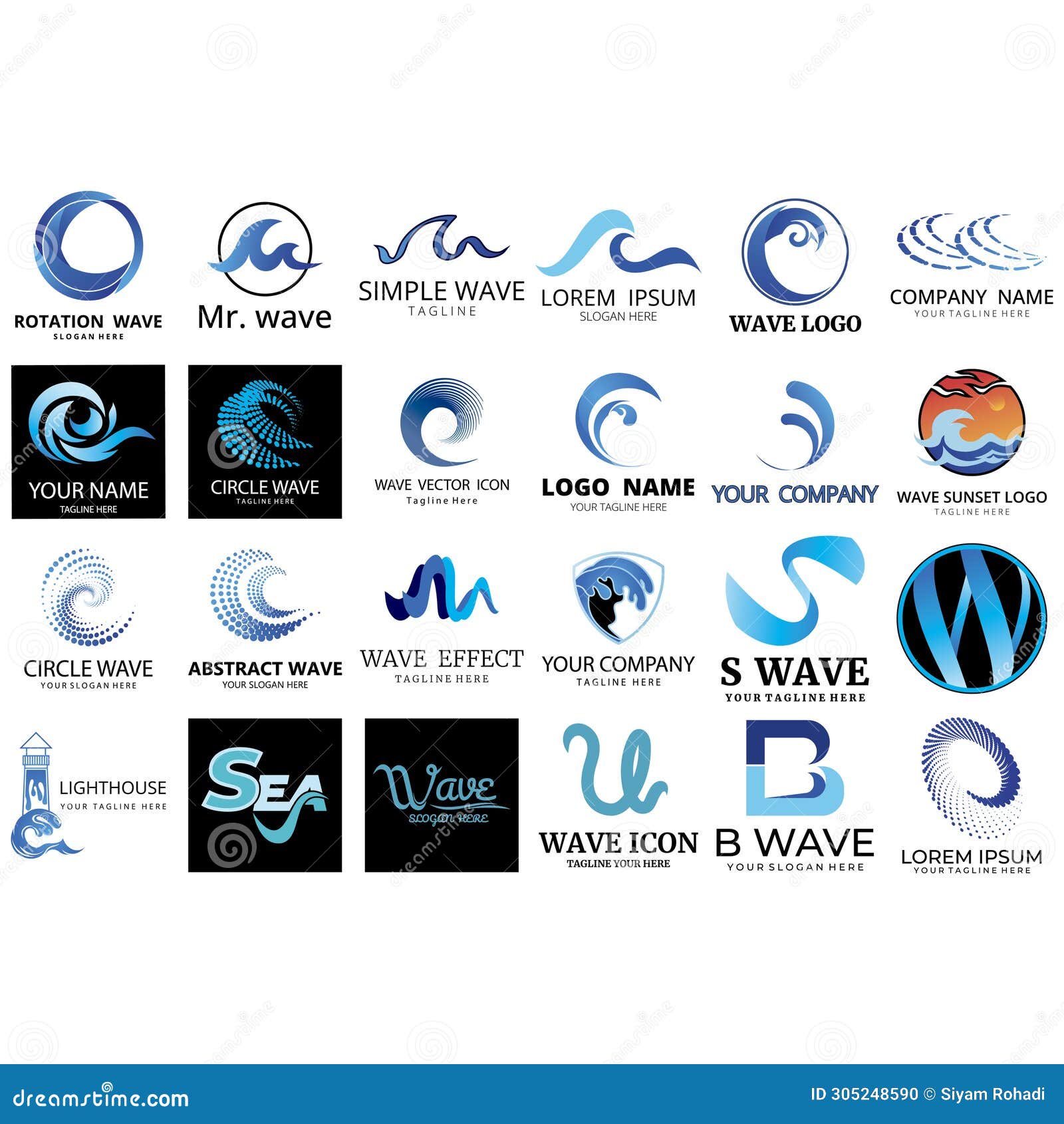 Collection of wave logos stock illustration. Illustration of isolated ...
