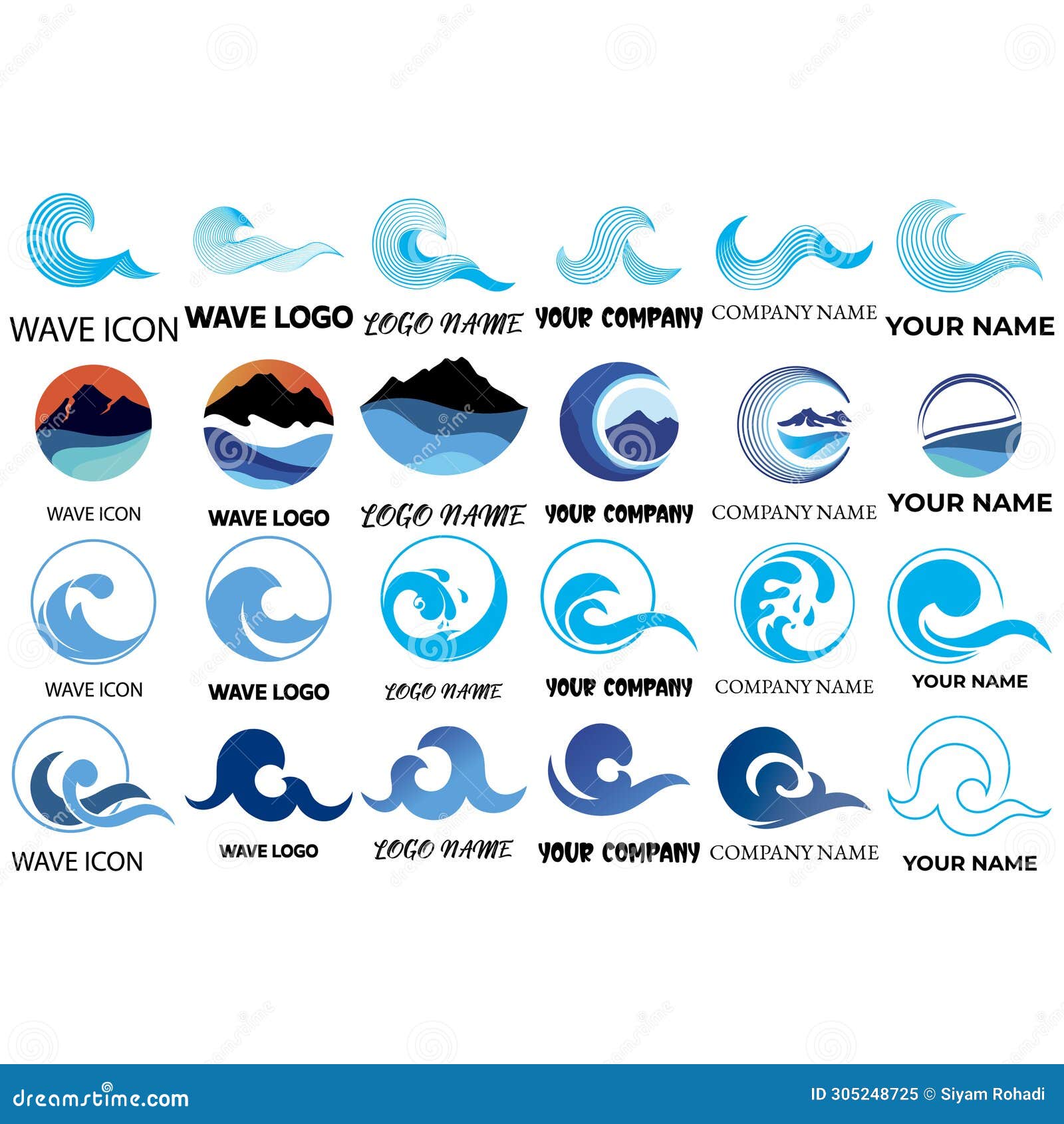Collection of wave logos stock illustration. Illustration of isolated ...