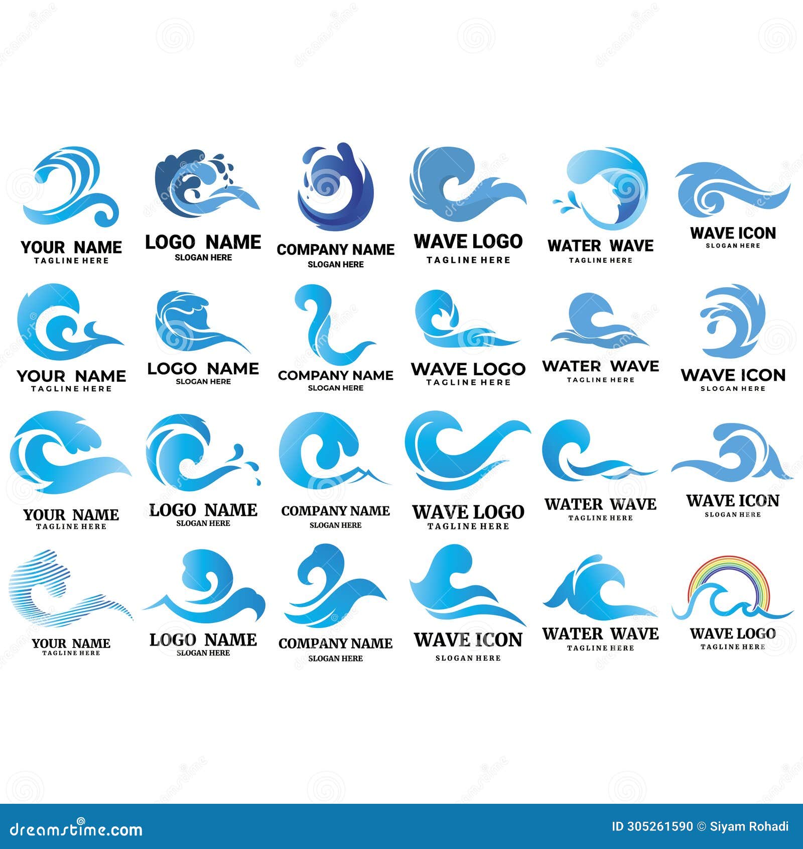 Collection of wave logos stock vector. Illustration of icon - 305261590