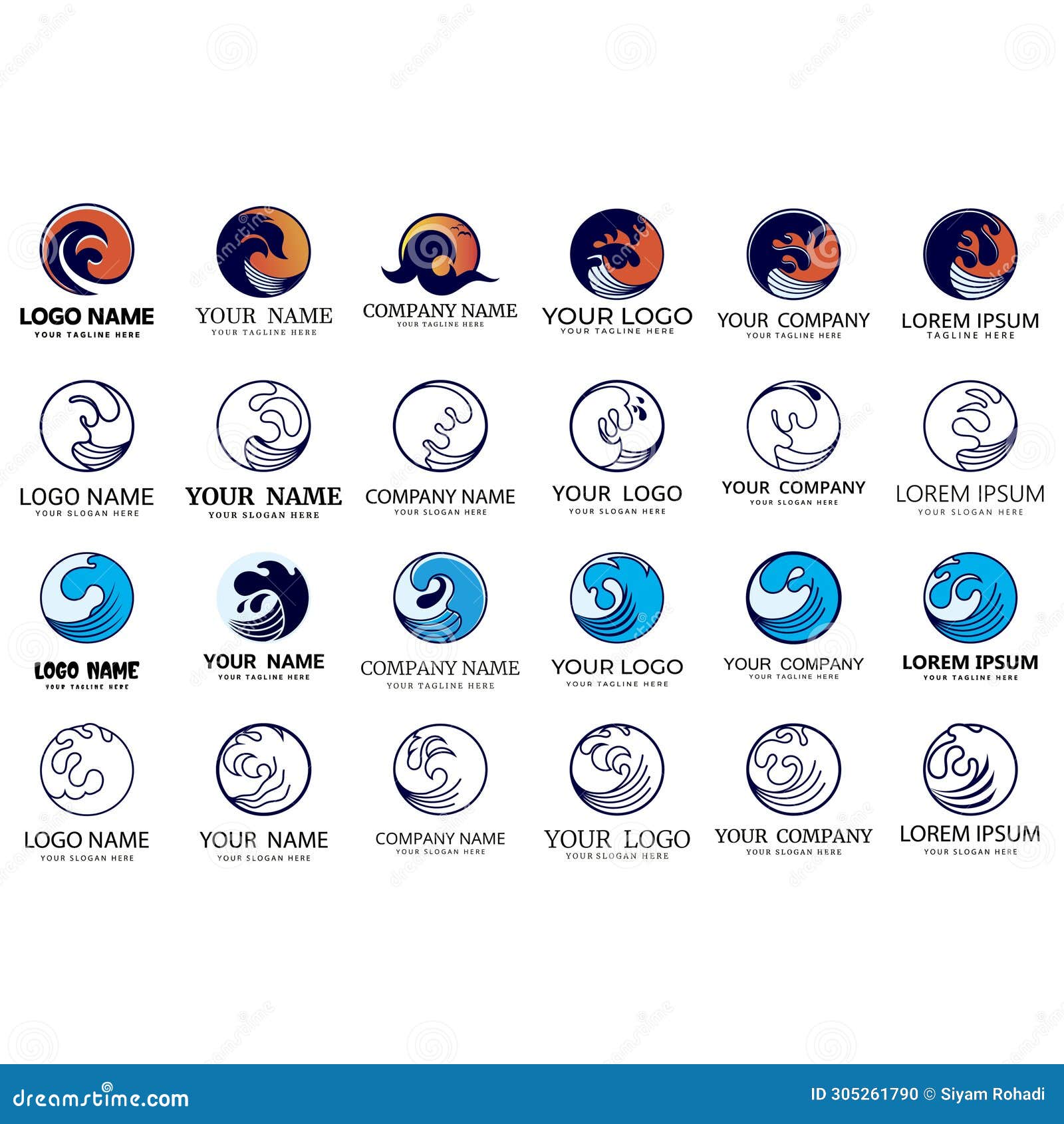 Collection of wave logos stock illustration. Illustration of ocean ...